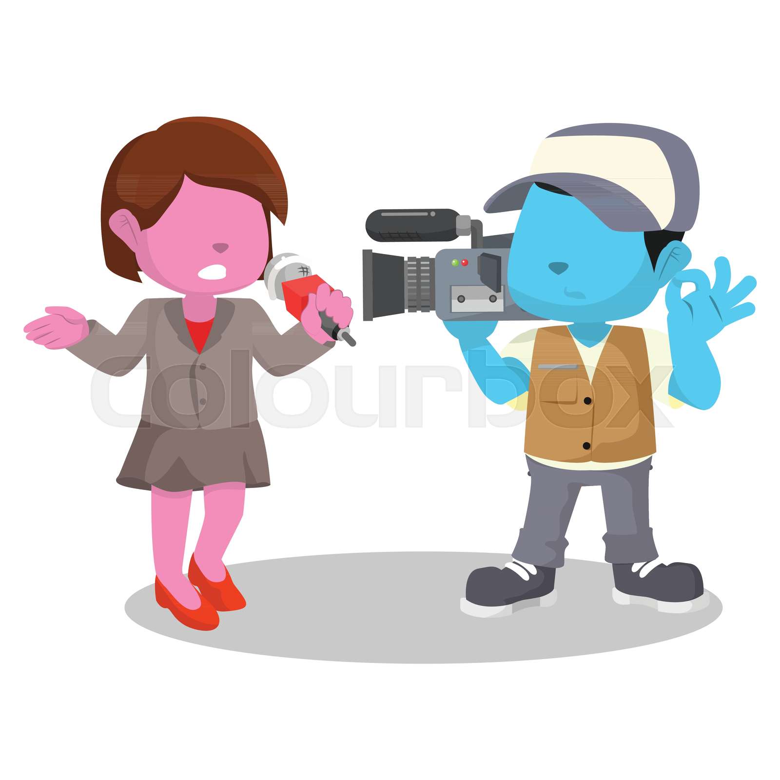 Pink girl reporting news | Stock vector | Colourbox