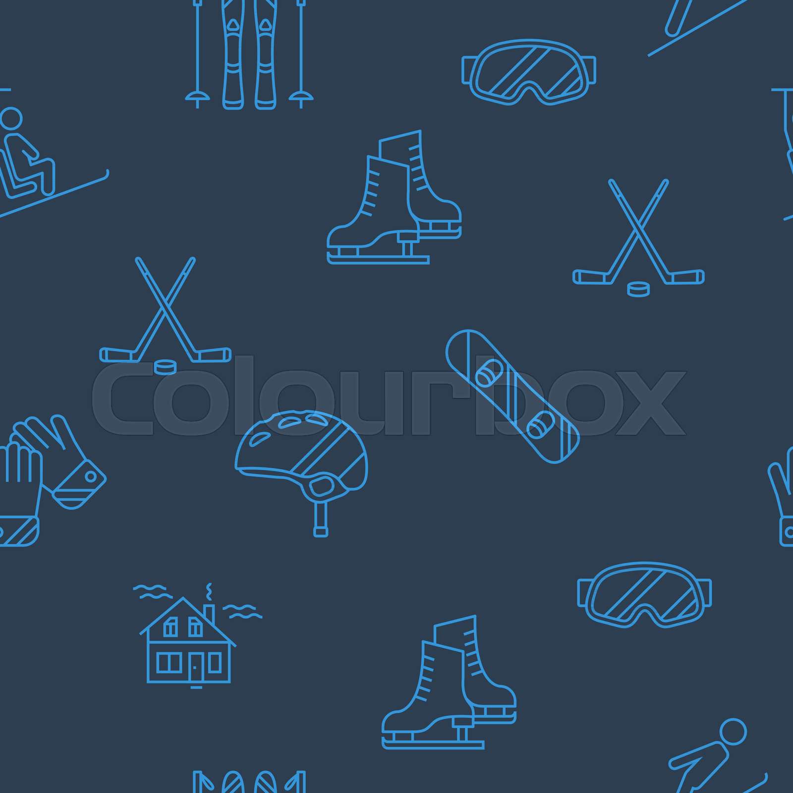 Seamless Pattern with winter sport icons | Stock vector | Colourbox