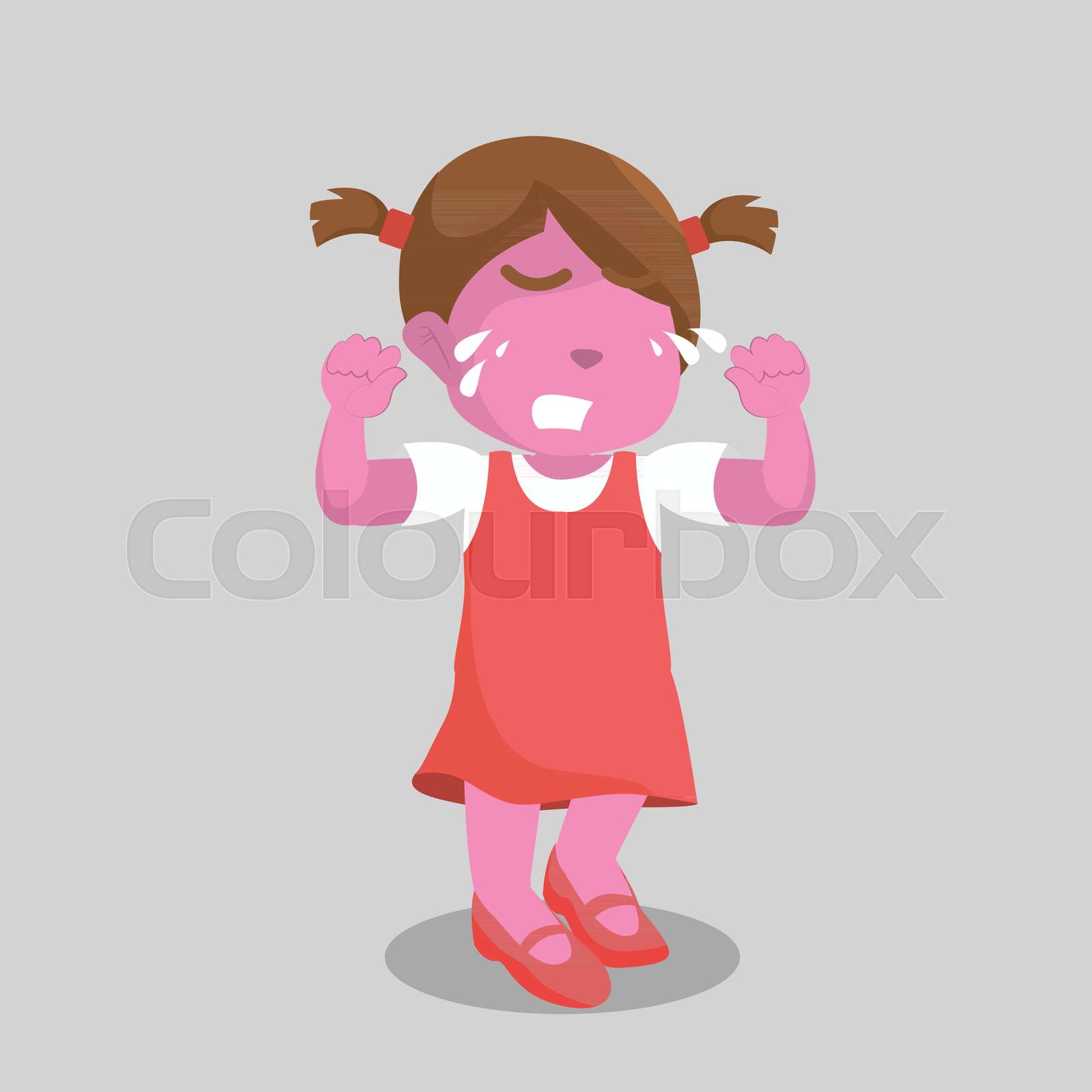 Pink girl crying sadly | Stock vector | Colourbox