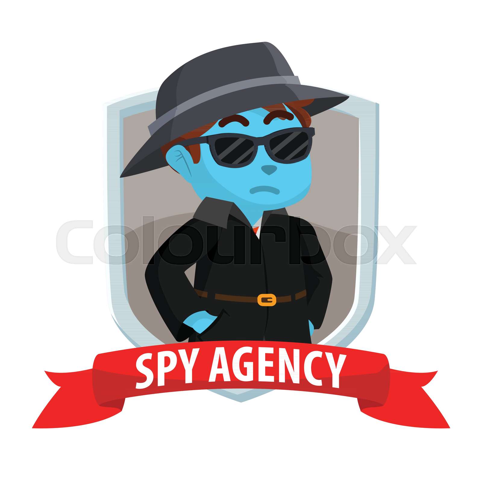 Blue spy agency in emblem with banner | Stock vector | Colourbox