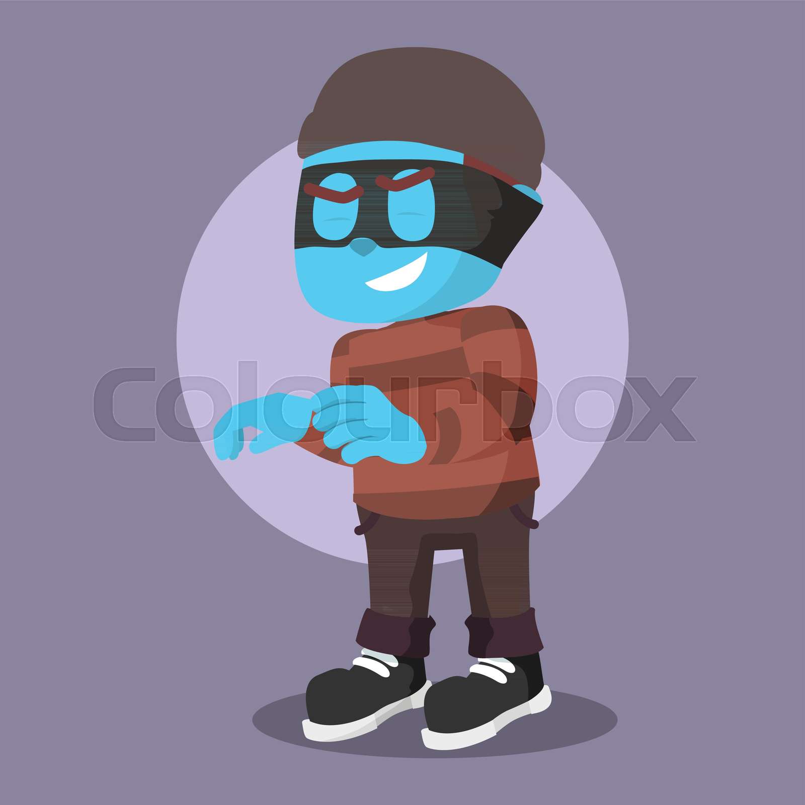 Blue thief standing illustration | Stock vector | Colourbox