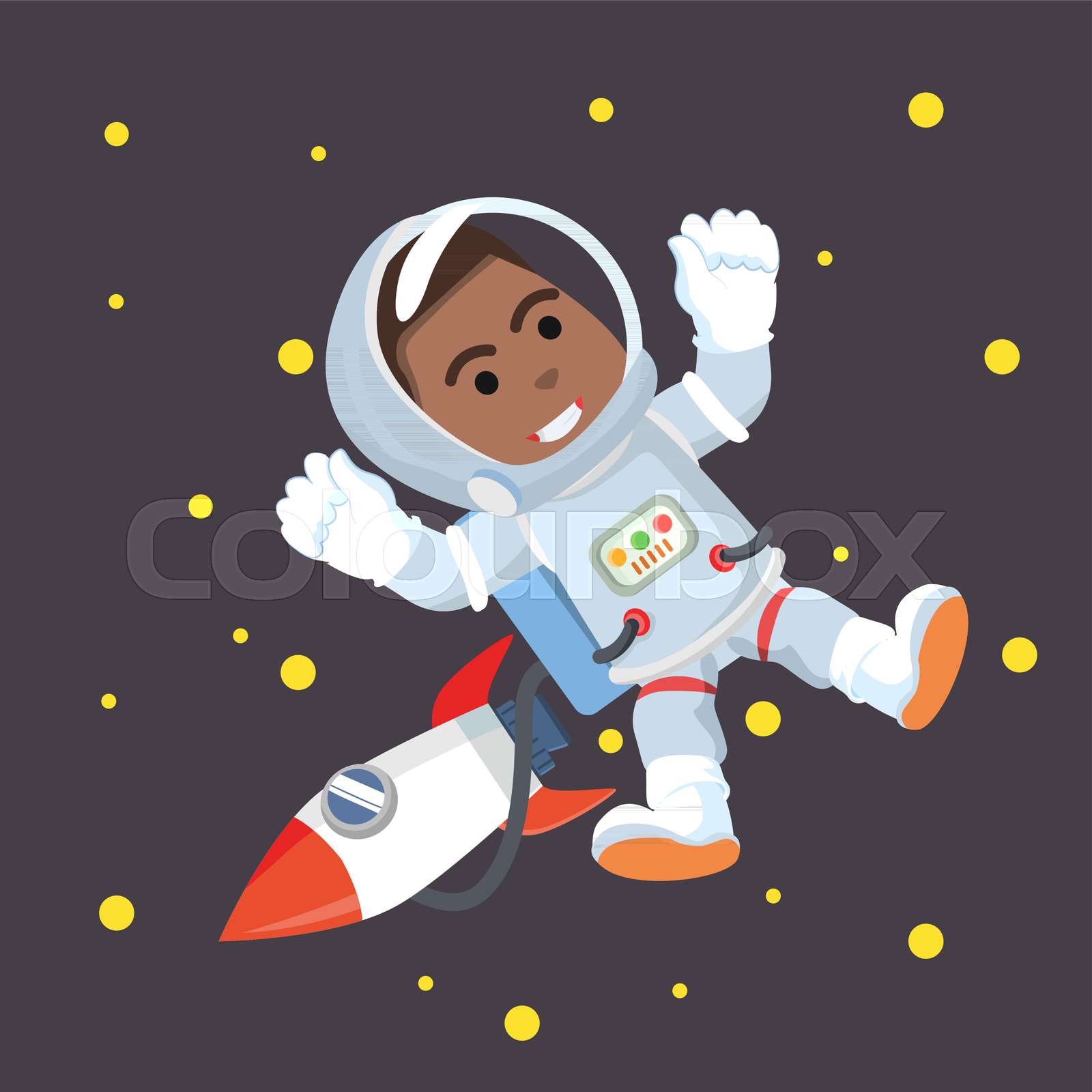 African astronaut in space | Stock vector | Colourbox