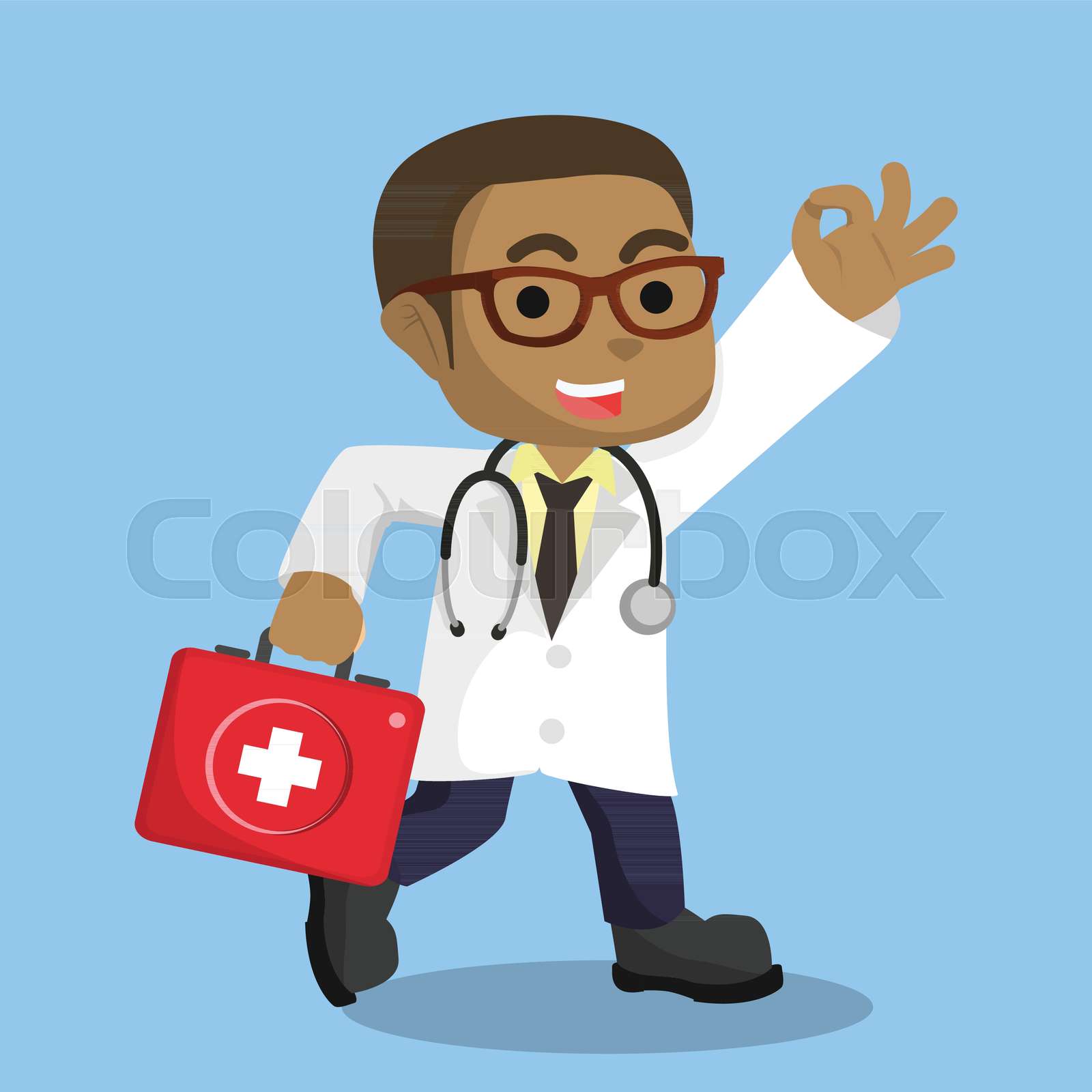 Doctor walking cartoon illustration | Stock vector | Colourbox