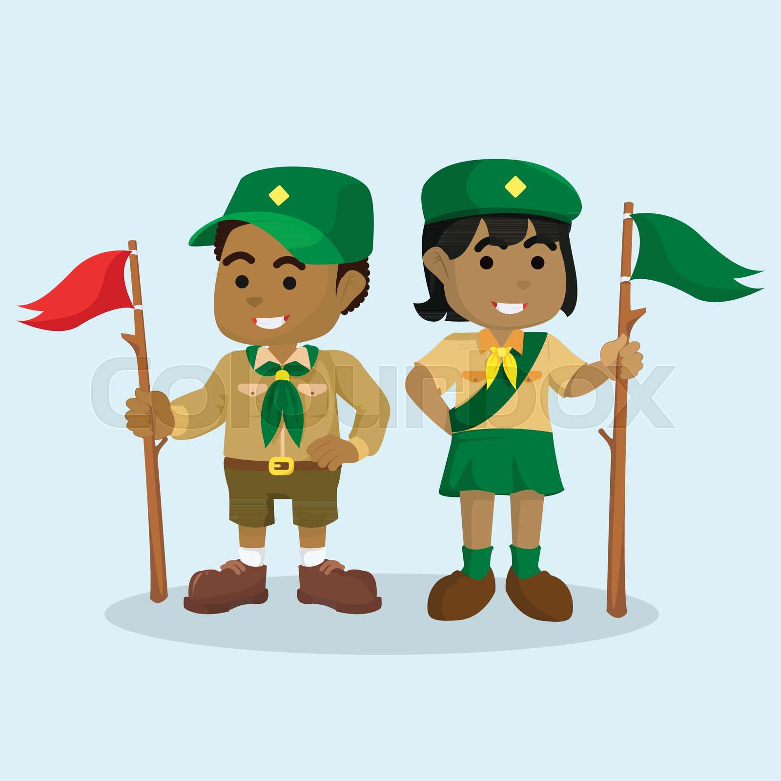 African boy scout and african girl scout | Stock vector | Colourbox