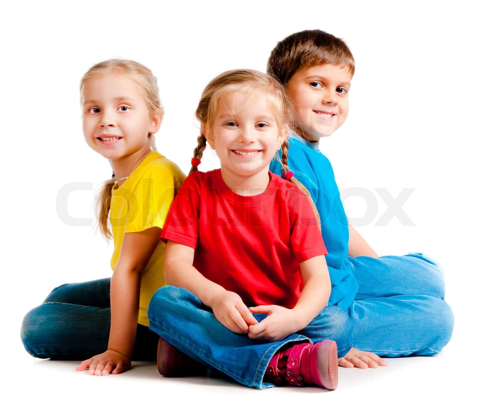 laughing small kids on a white background | Stock image | Colourbox
