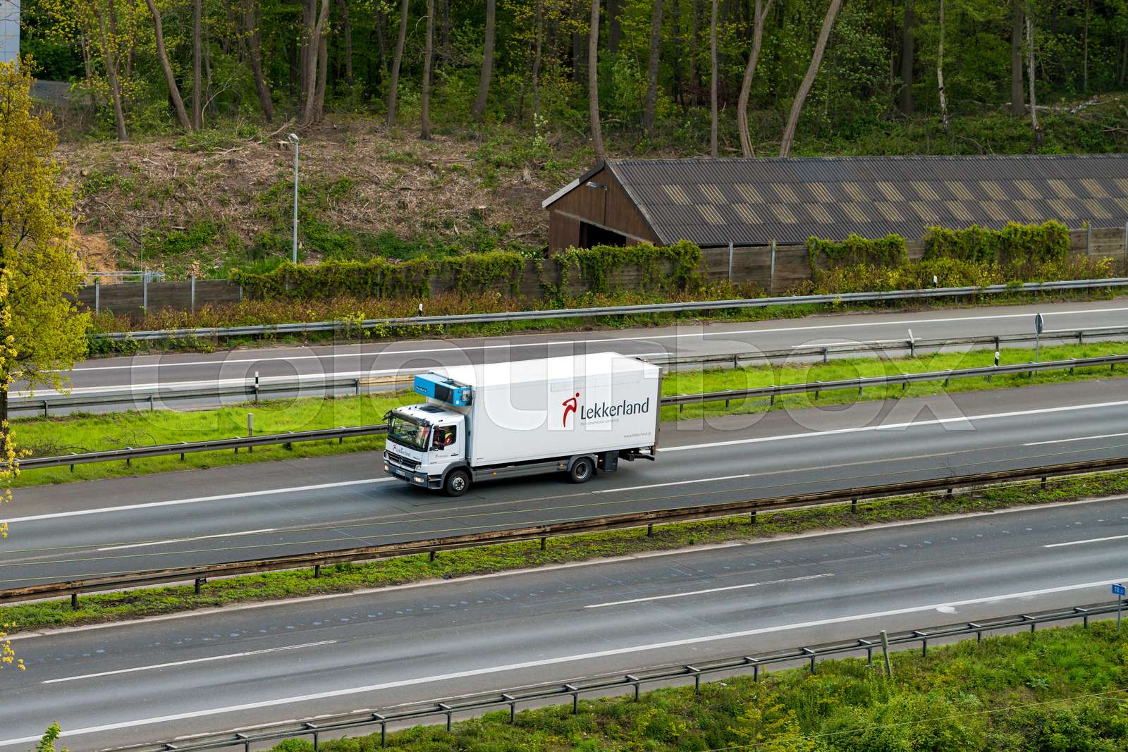 DUSSELDORF ,GERMANY - APRIL 25, 2017: transport truck on the highway on ...