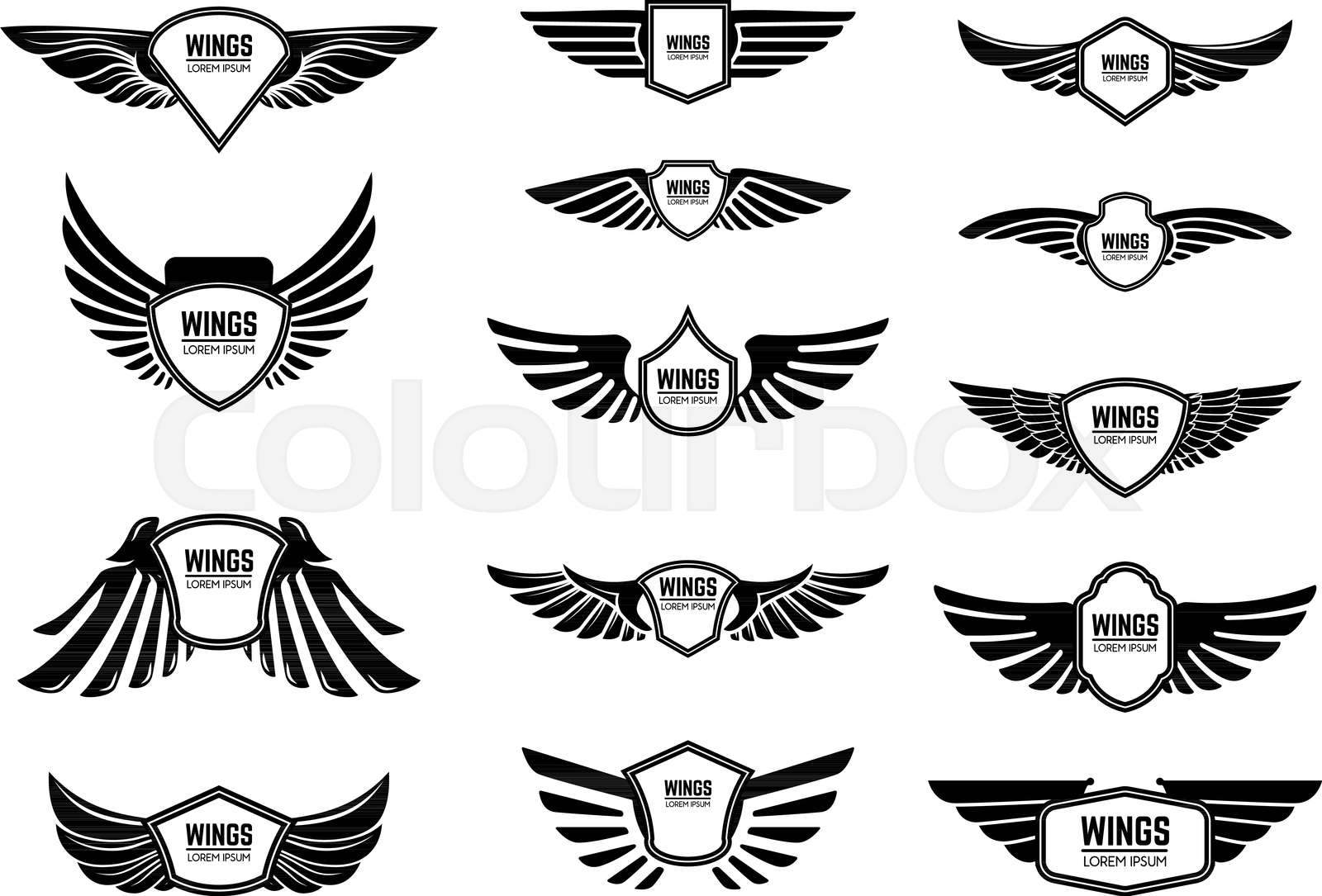 Set of blank emblems with wings. Design elements for emblem, sign, logo ...