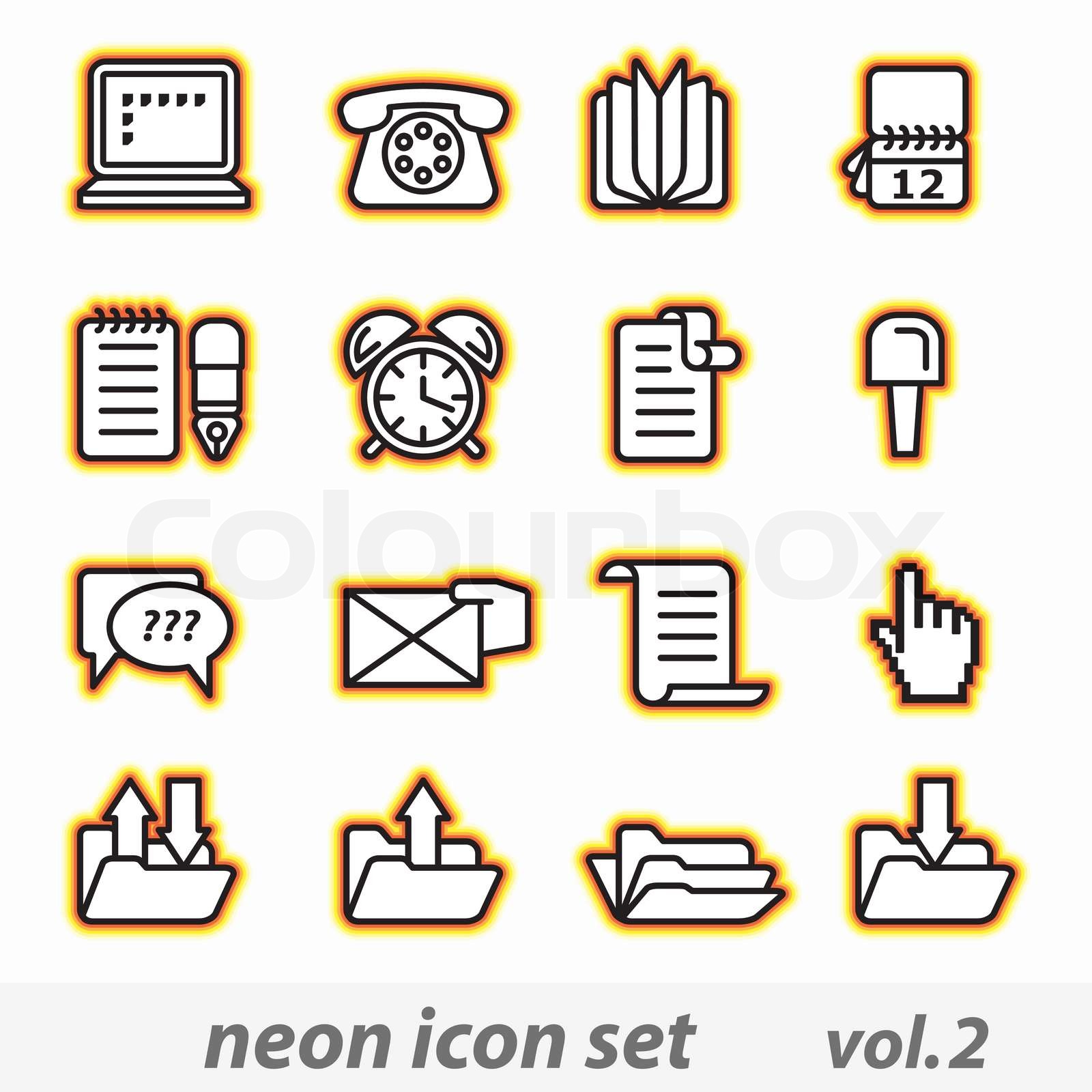 neon computer icon set | Stock vector | Colourbox