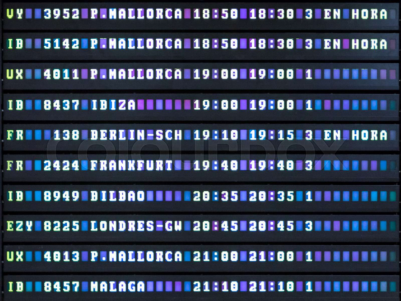 Airport departures board. | Stock image | Colourbox