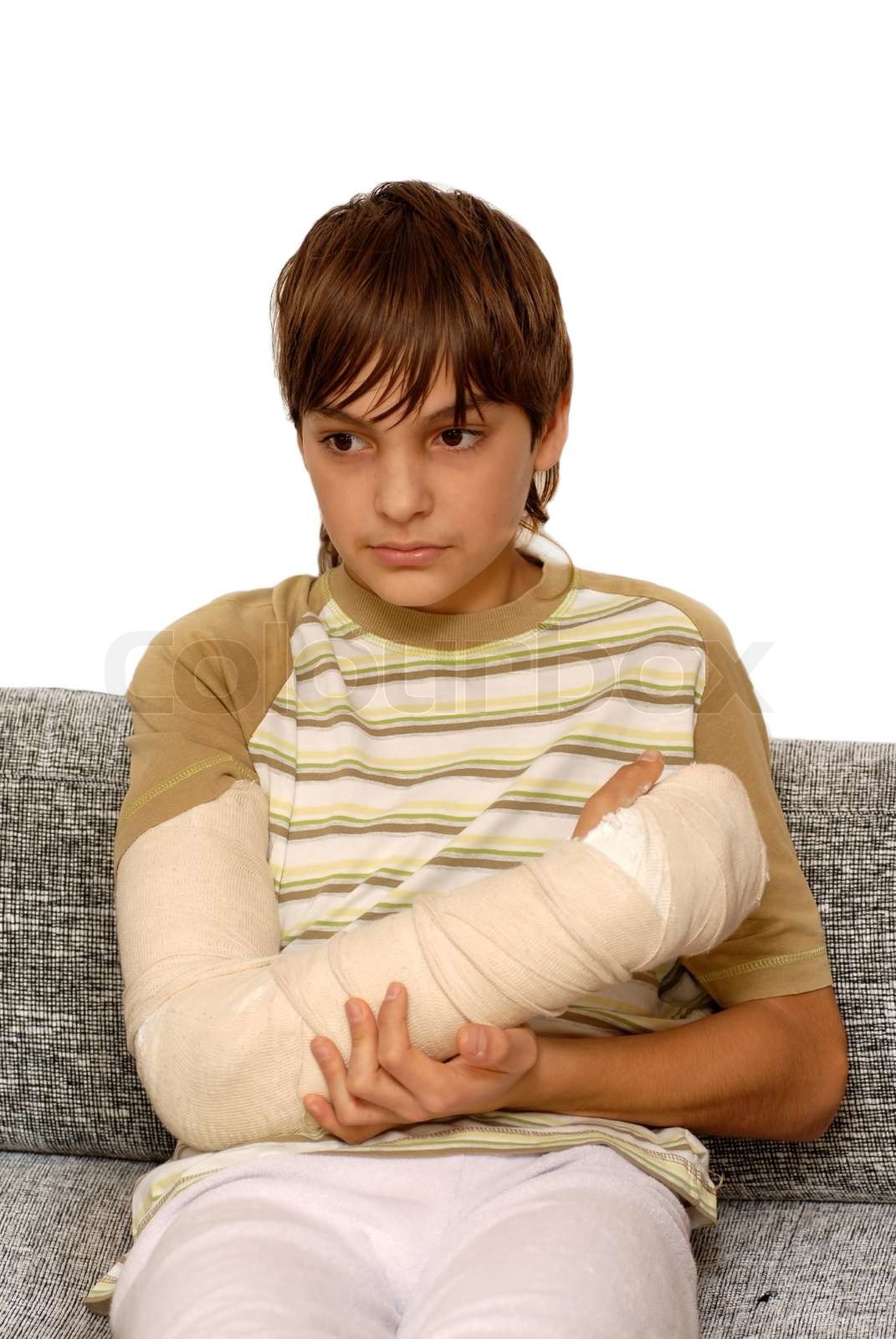 Boy with broken arm | Stock image | Colourbox