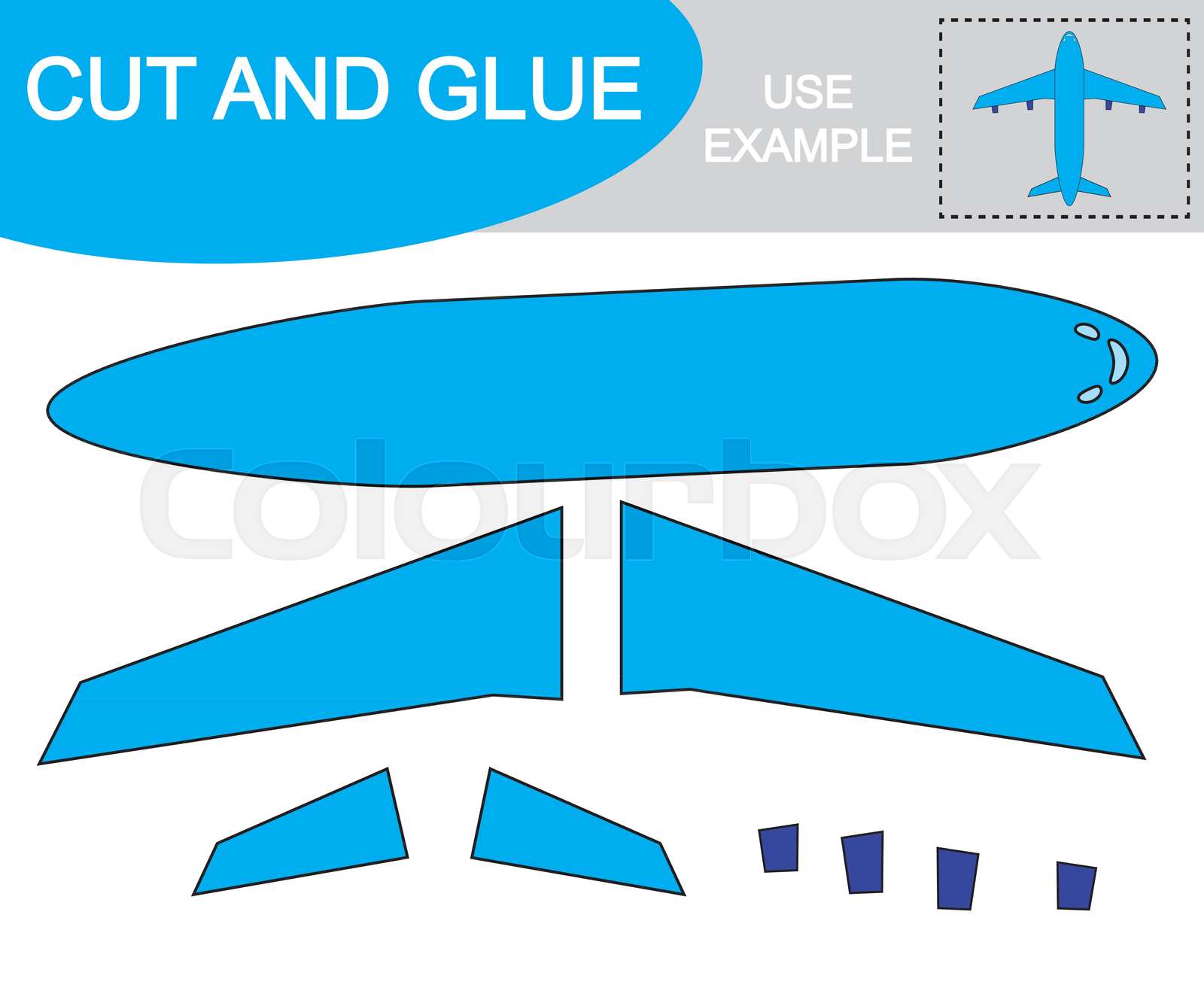 Cut and glue to create image of airplane (air transport). Educational ...