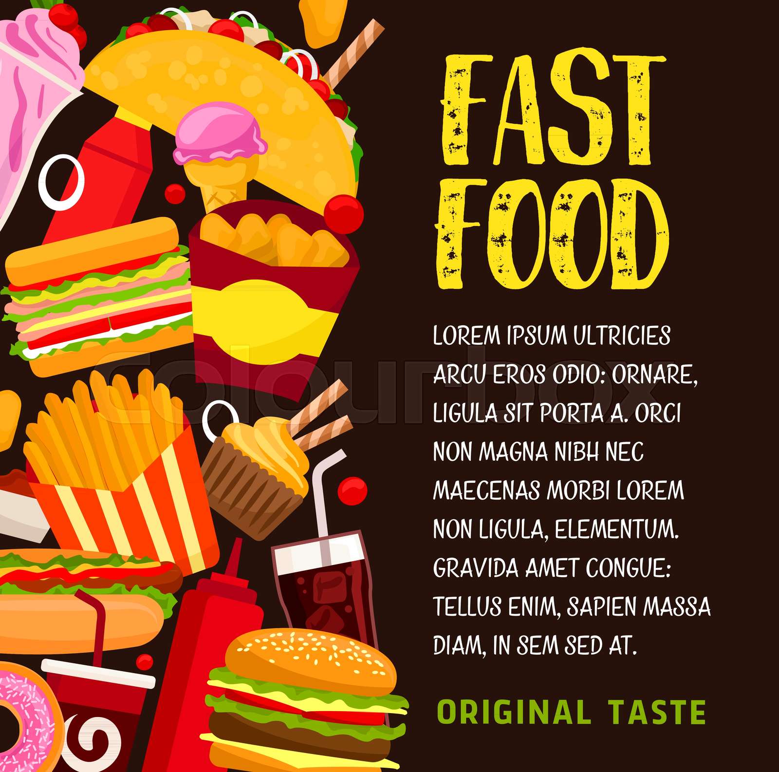 Fast food restaurant banner or poster design | Stock vector | Colourbox