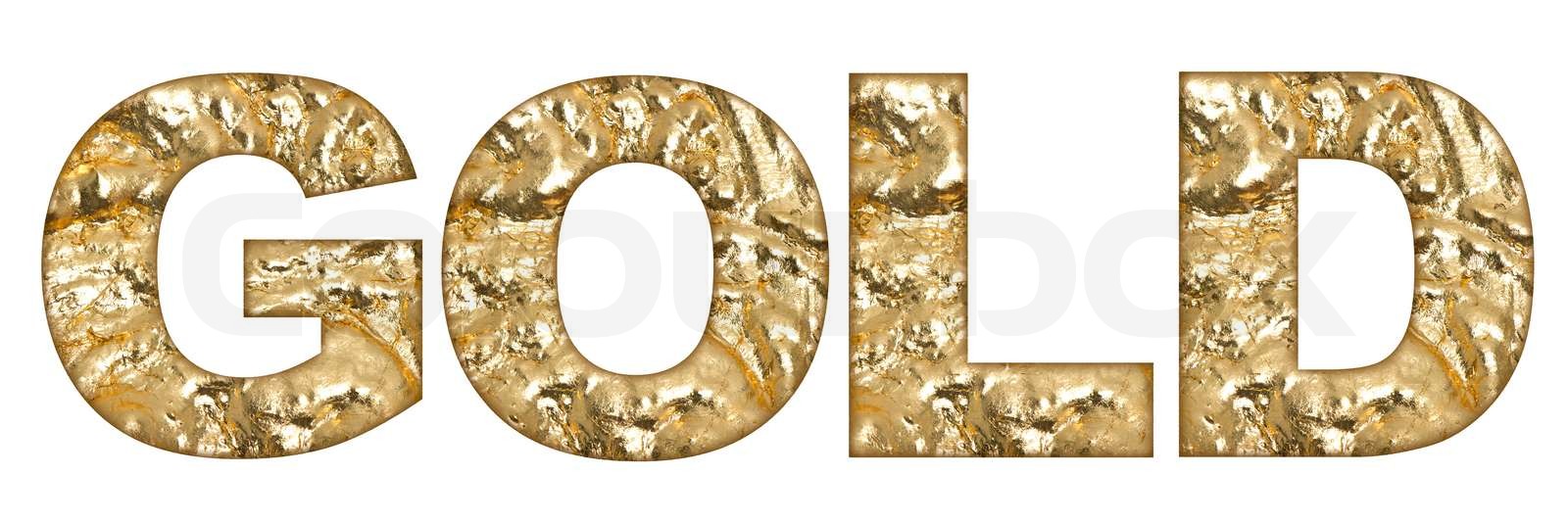 in capital golden letter written word GOLD golden alphabet | Stock ...