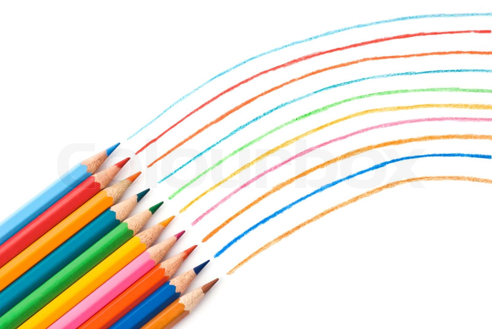 School and Education Coloured pencil on white background | Stock image ...