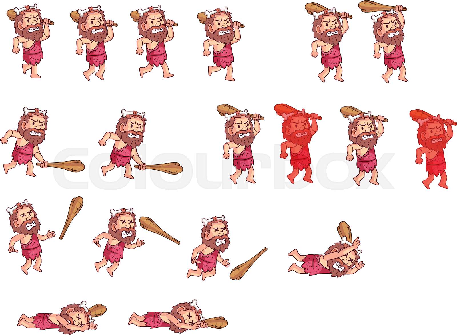 Prehistoric Caveman Cartoon Animation Sprite | Stock vector | Colourbox