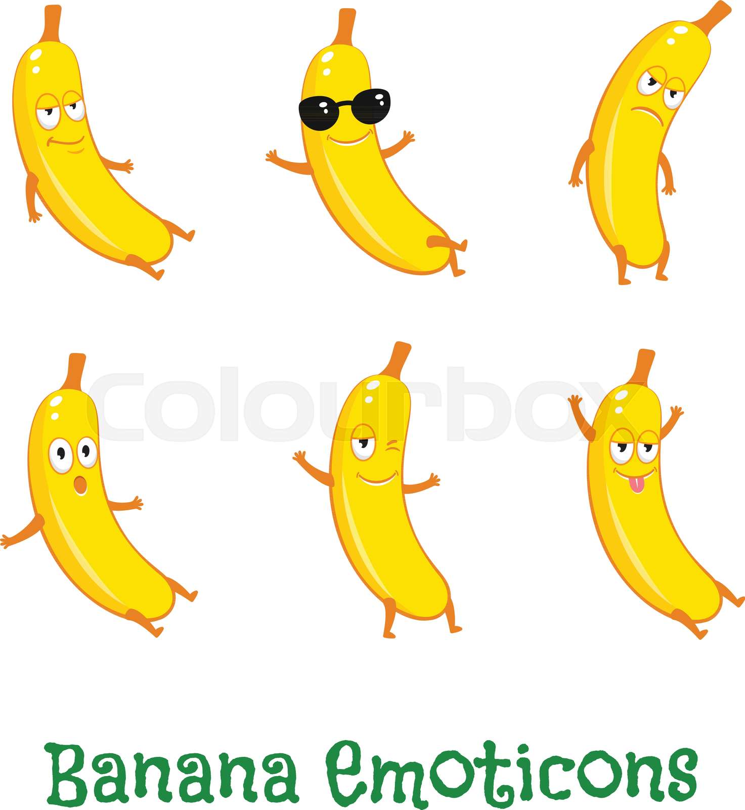 Banana smiles. Cute cartoon emoticons. Emoji icons | Stock vector ...
