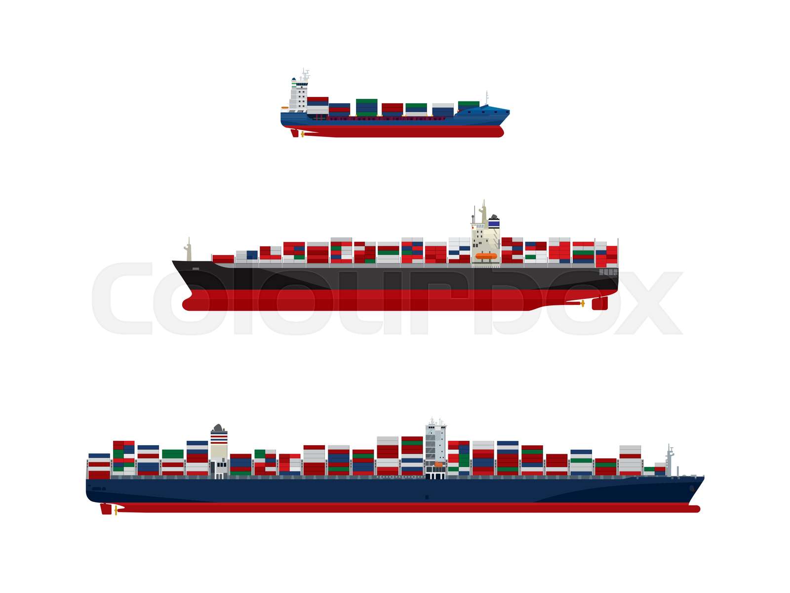Container ships vector illustration | Stock vector | Colourbox
