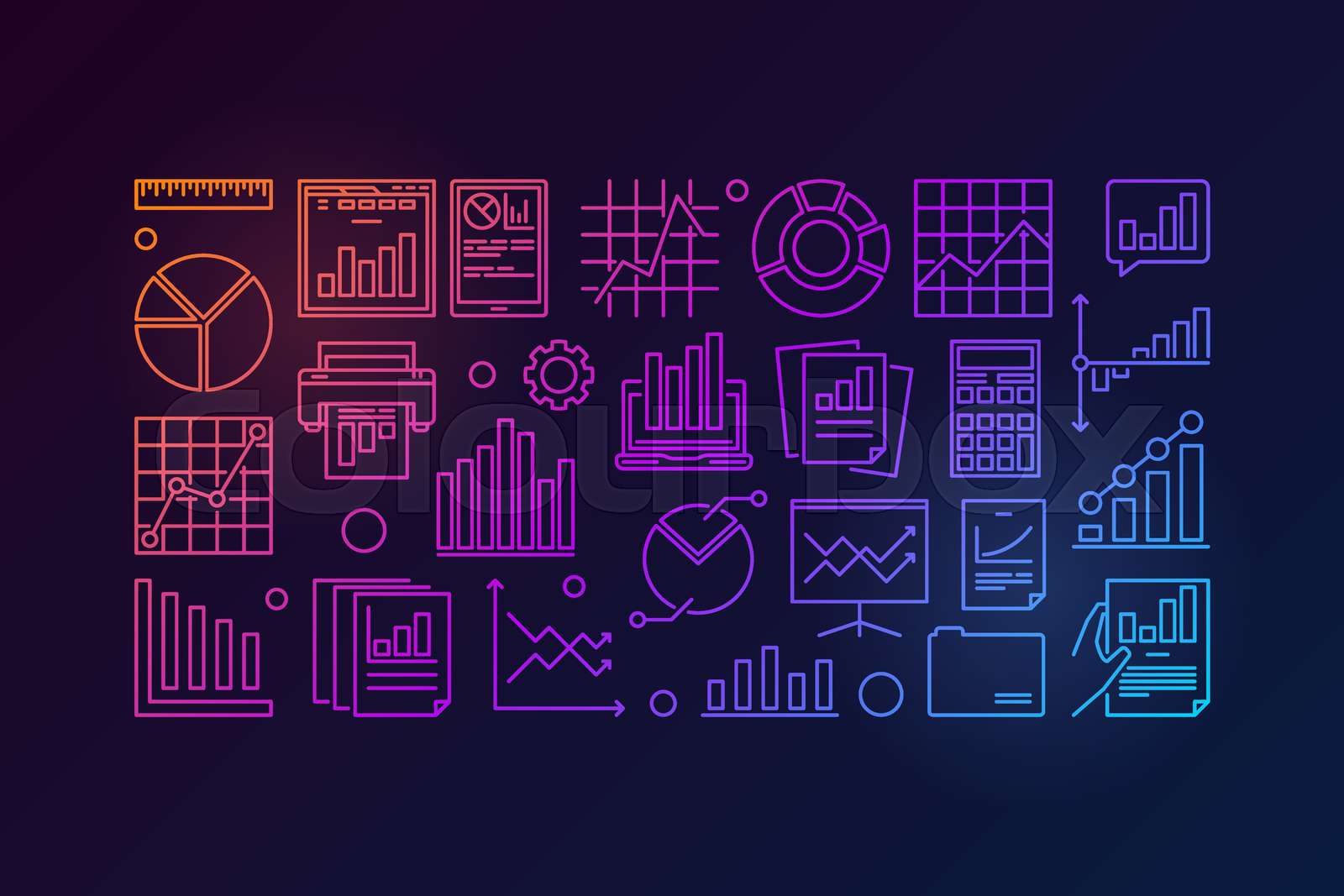 Business data analytics colorful illustration | Stock vector | Colourbox