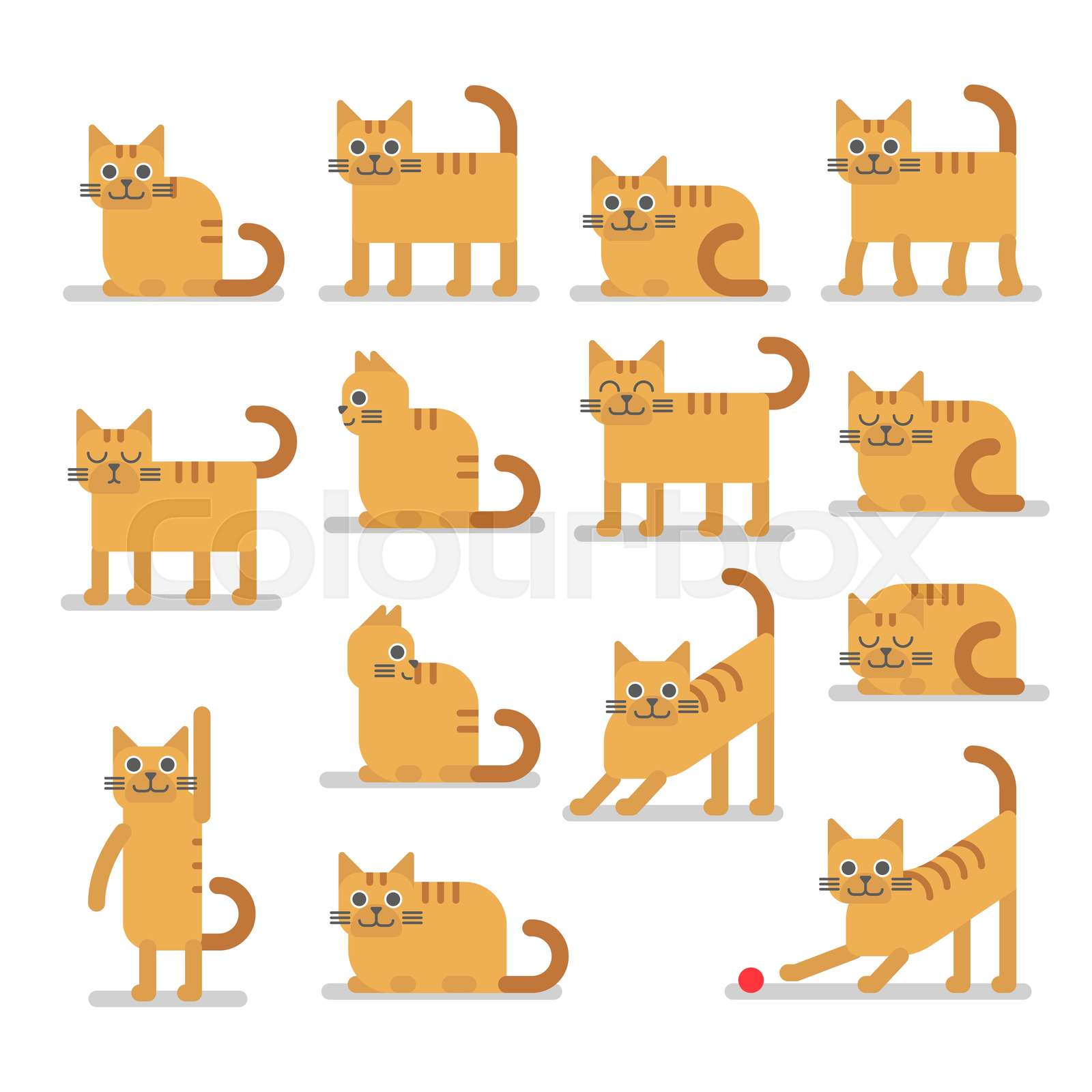 Cute cat poses set. | Stock vector | Colourbox
