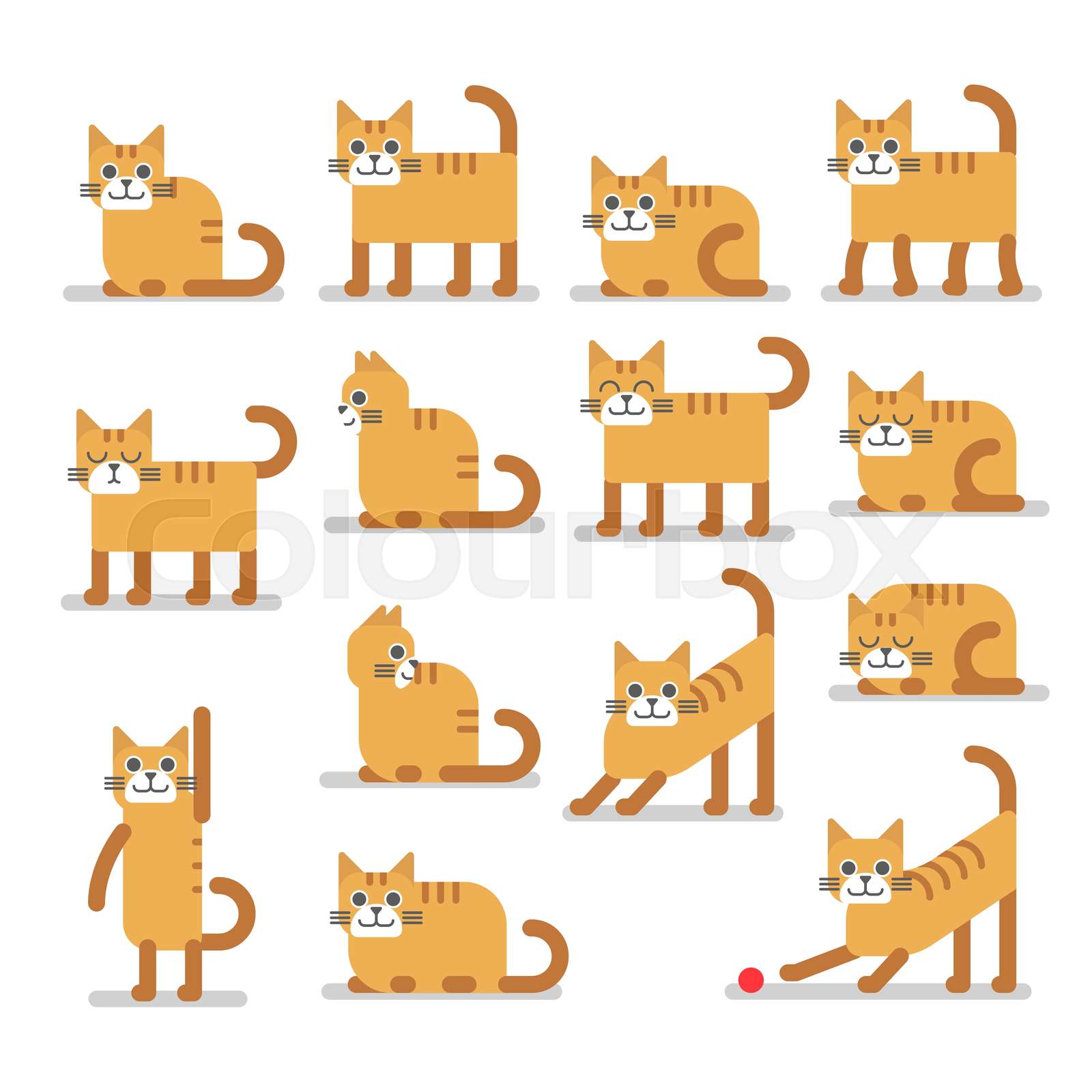 Cute cat poses set. | Stock vector | Colourbox