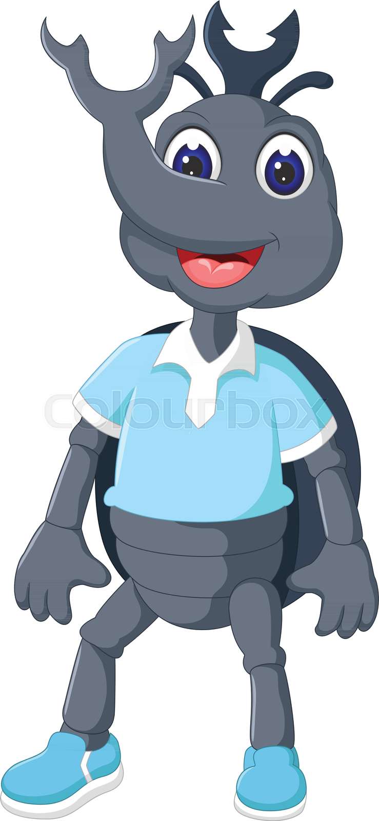 cute beetle cartoon standing with smile | Stock vector | Colourbox