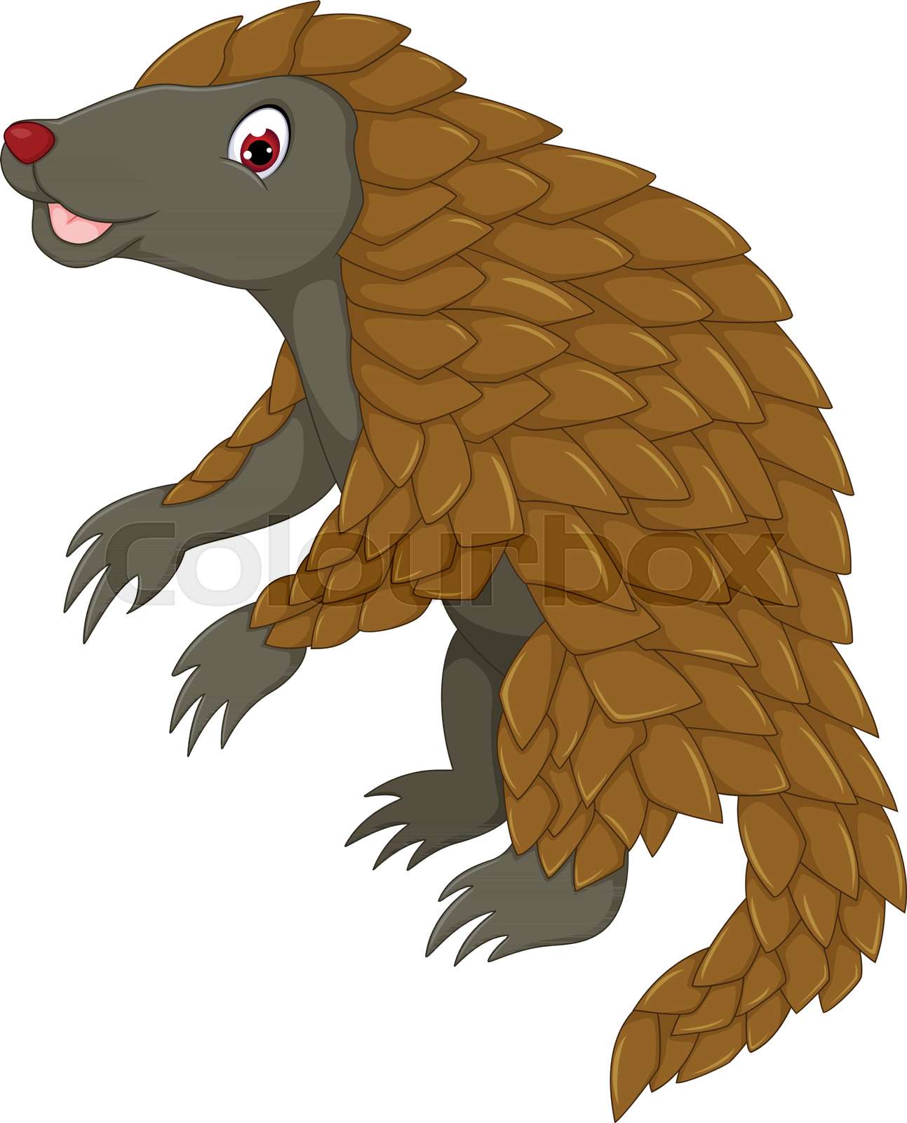 funny pangolin cartoon posing with smiling | Stock vector | Colourbox