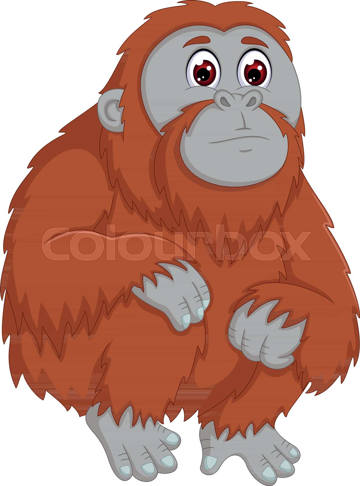 cute kingkong cartoon posing with smile and sitting | Stock vector ...