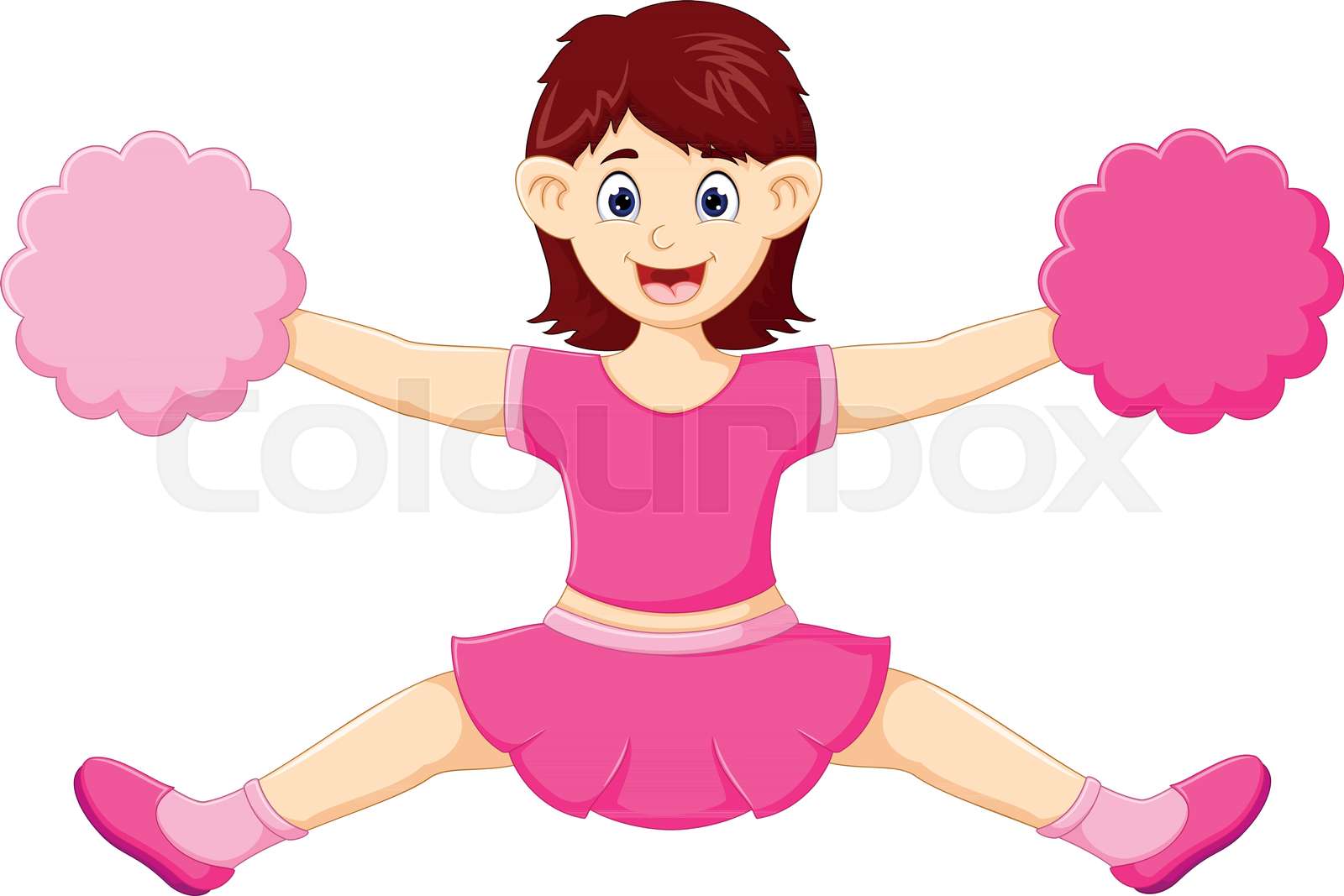cute cheerleader cartoon in action with smile | Stock vector | Colourbox