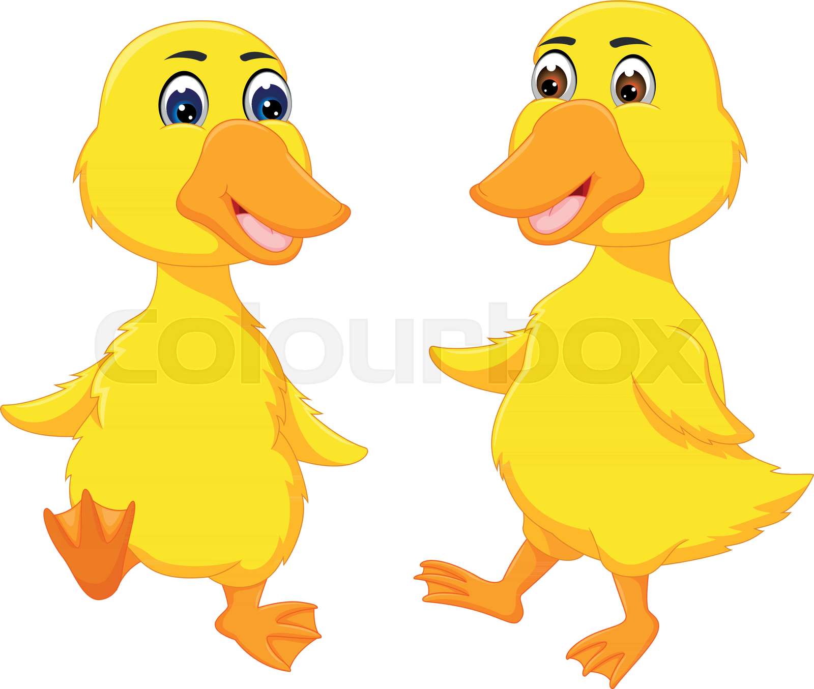 cute duck couple cartoon dancing with smile and waving | Stock vector ...