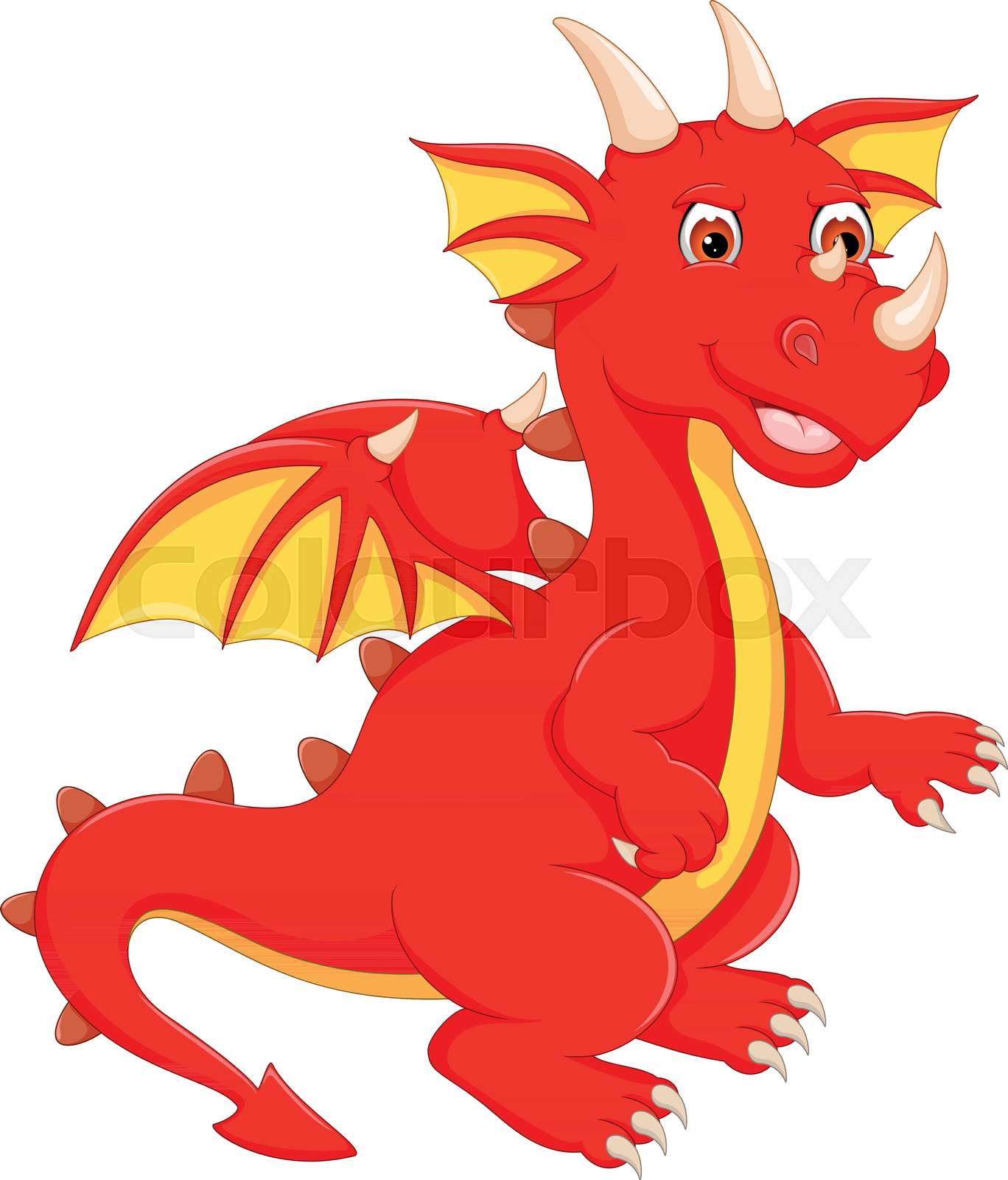 funny dragon cartoon posing with laughing and waving | Stock vector ...