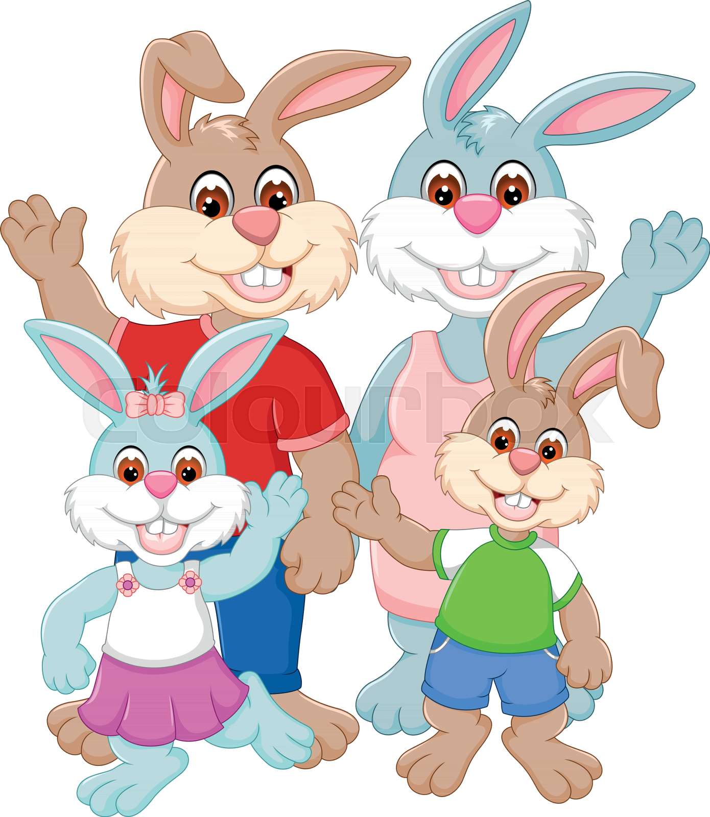 happy family of rabbit cartoon | Stock vector | Colourbox