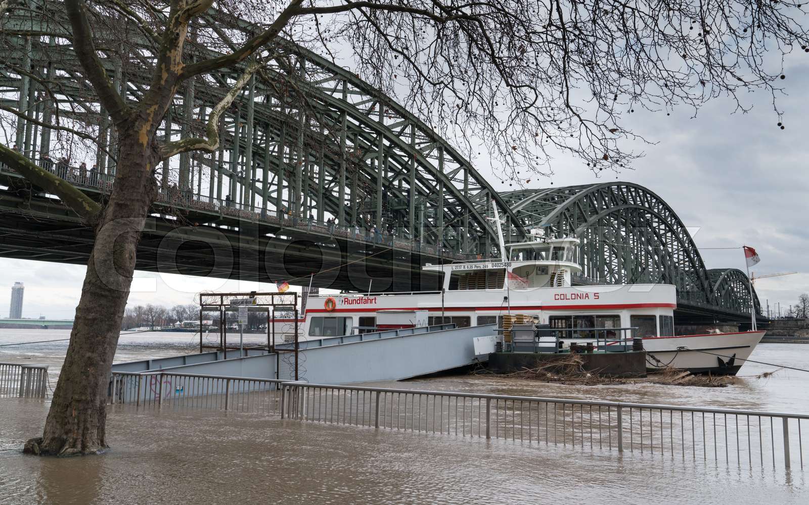 Flood on Rhine river, Cologne, Germany | Stock image | Colourbox