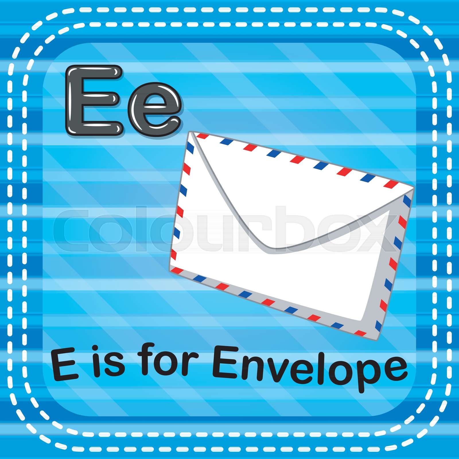 Flashcard letter E is for envelope | Stock vector | Colourbox