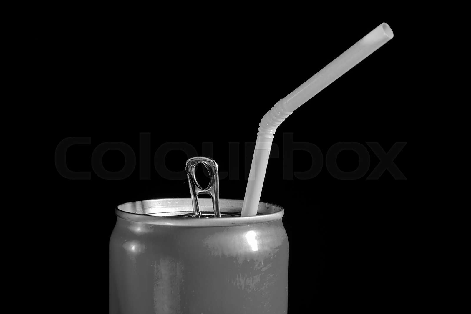 Aluminum can with straw | Stock image | Colourbox