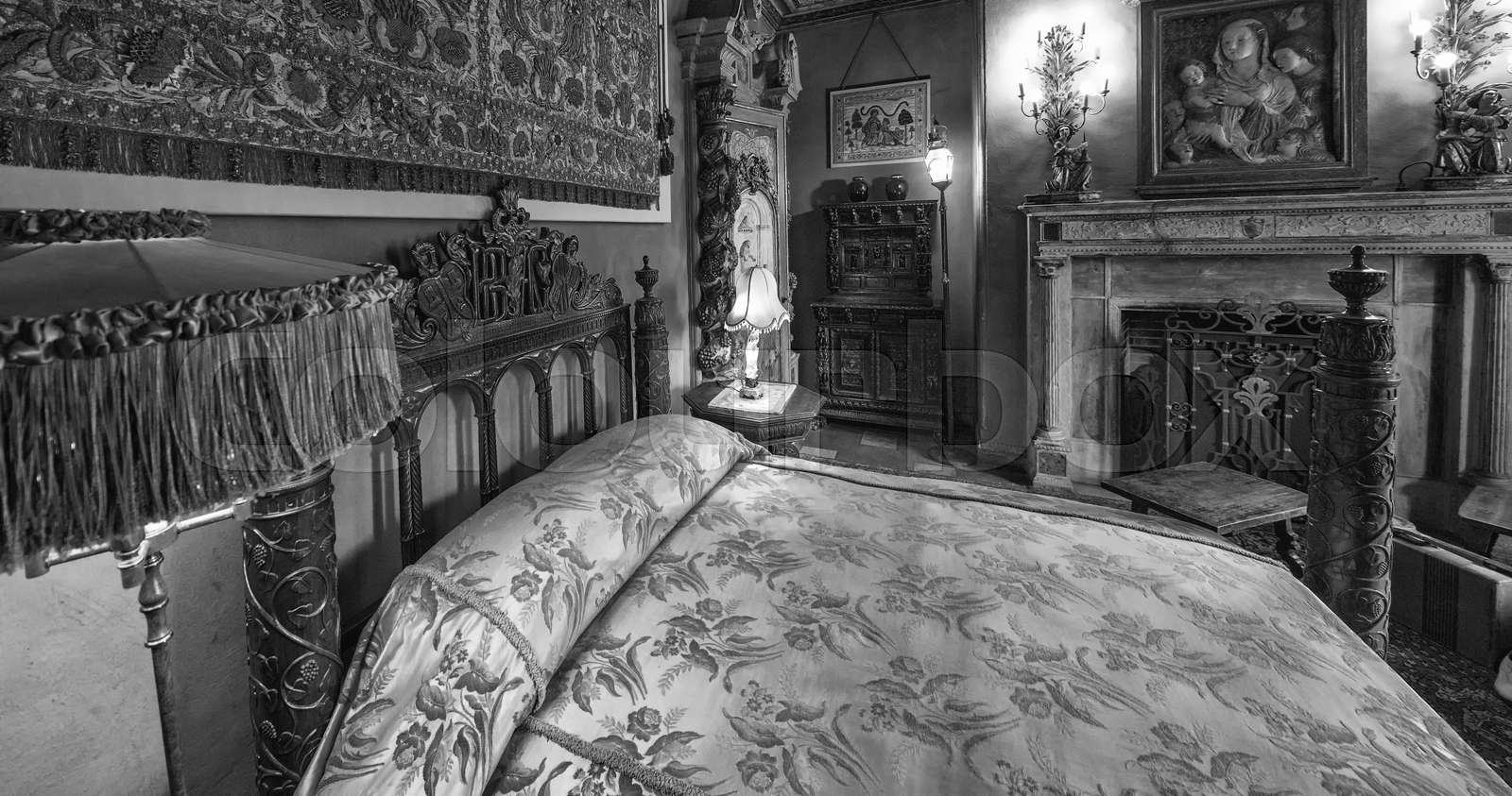 Old sleeping room, bedroom antique style | Stock image | Colourbox