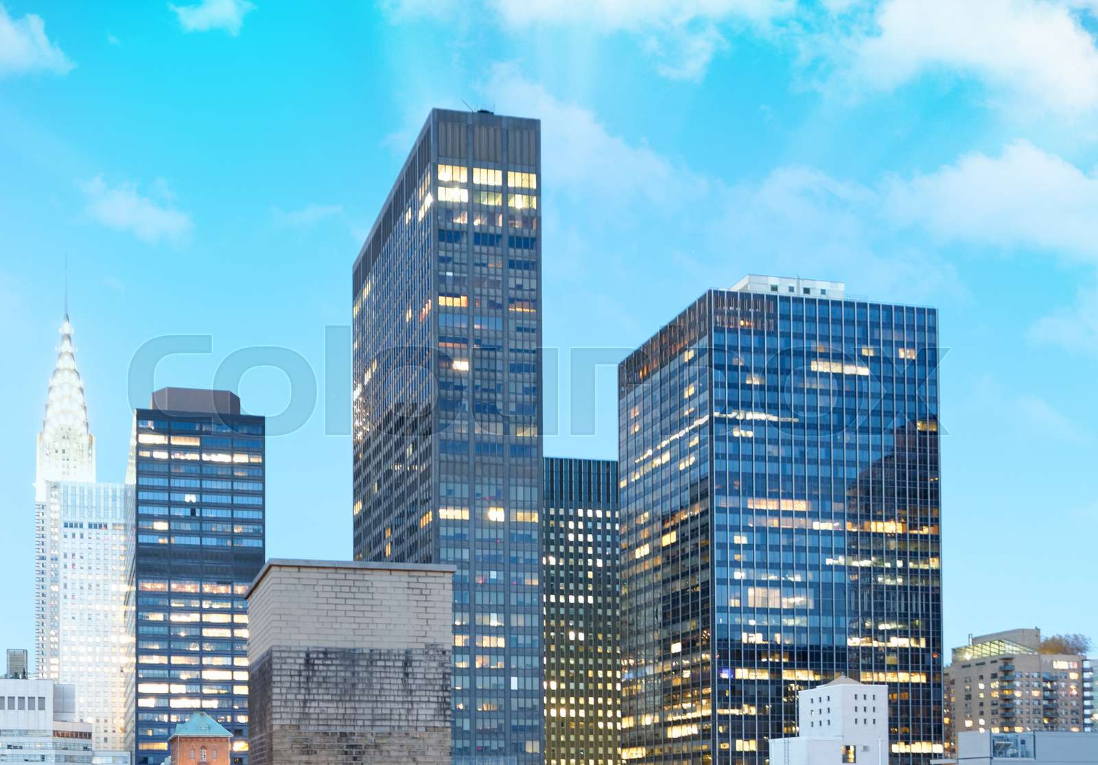 New York City by night. Aerial view of Manhattan lights, USA | Stock ...