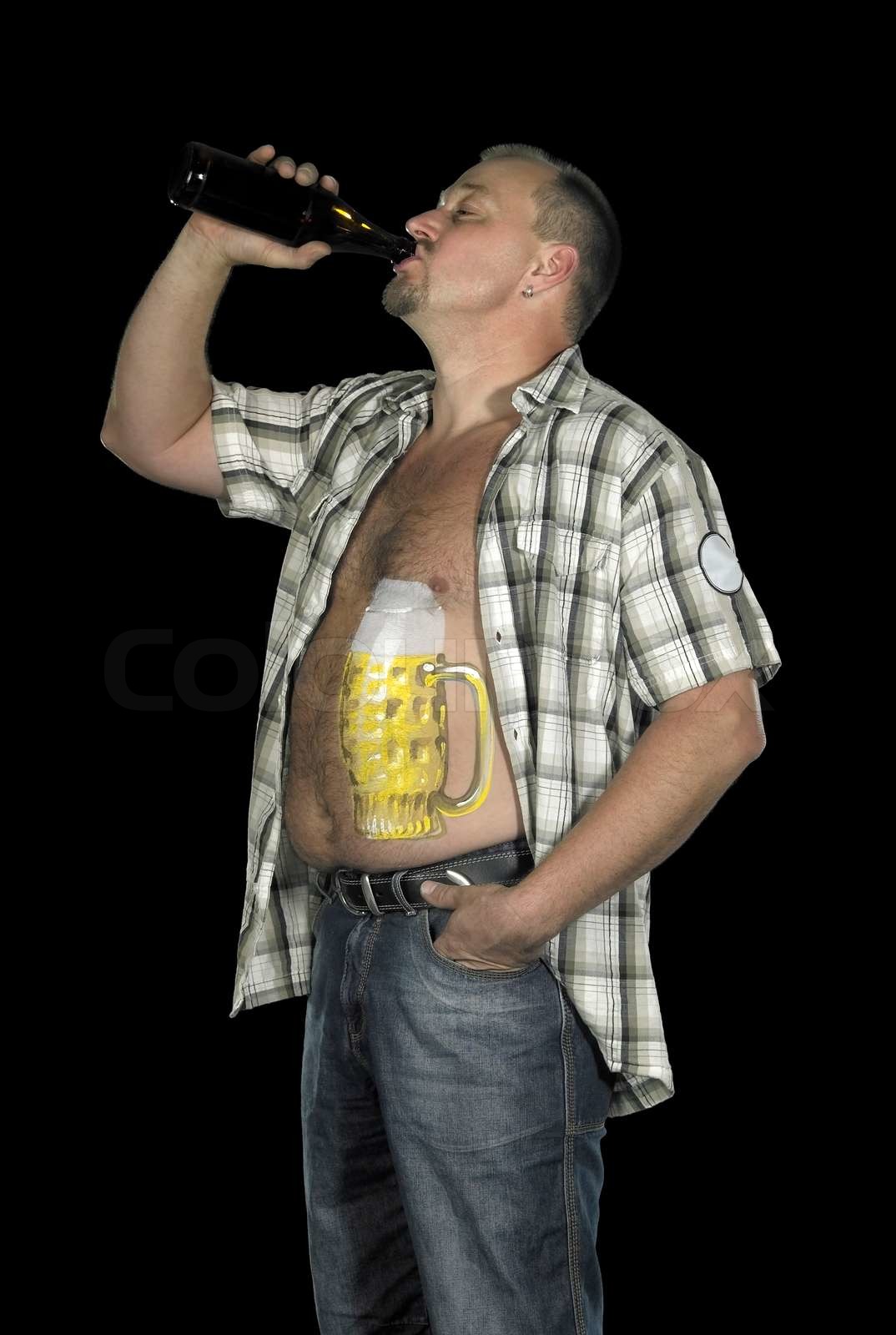 drinking man with beer belly | Stock image | Colourbox