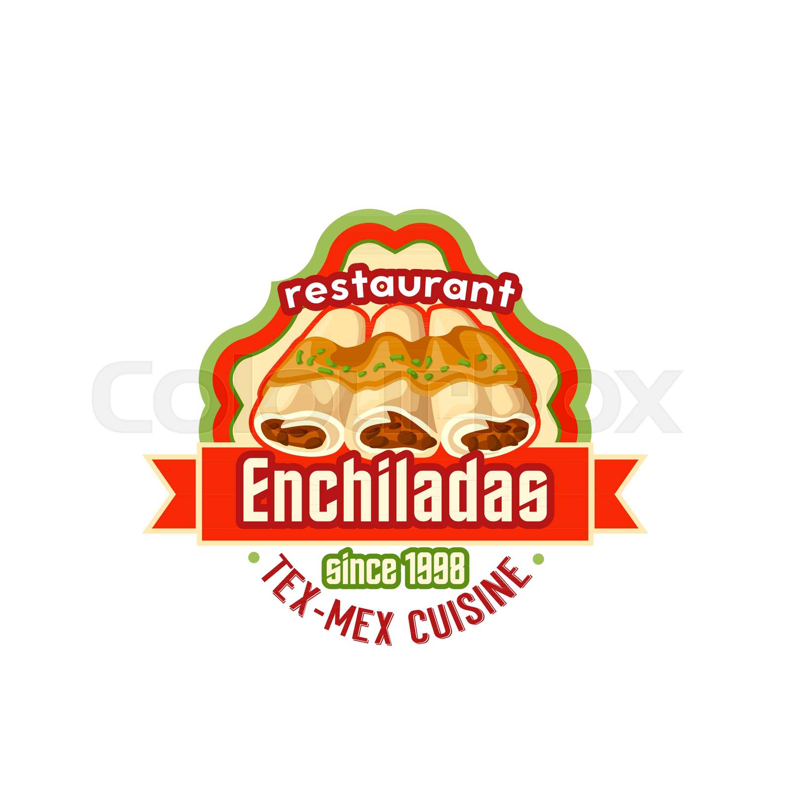 Enchiladas Mexican cuisine vector fast food icon | Stock vector | Colourbox
