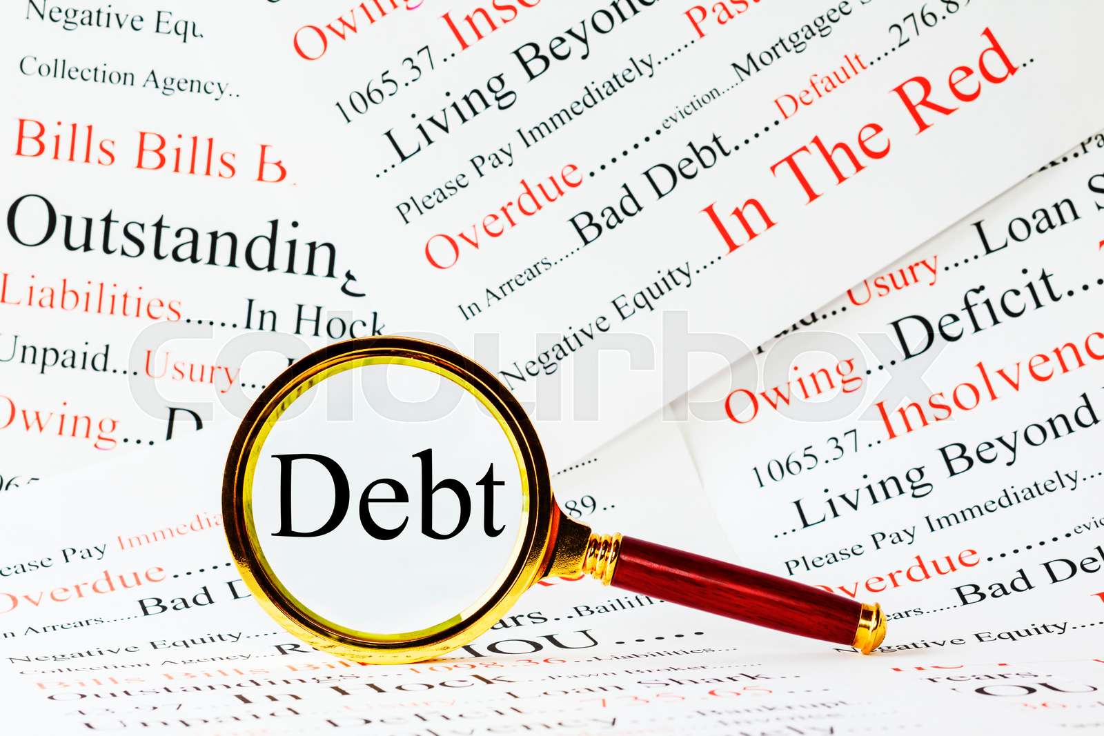 Debt Concept and In The Red | Stock image | Colourbox