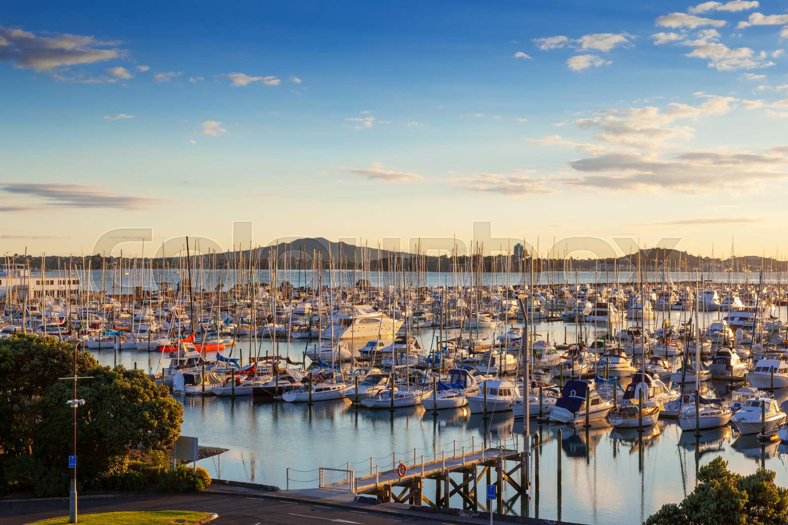 Auckland Westhaven Marina and Mount Rangitoto | Stock image | Colourbox