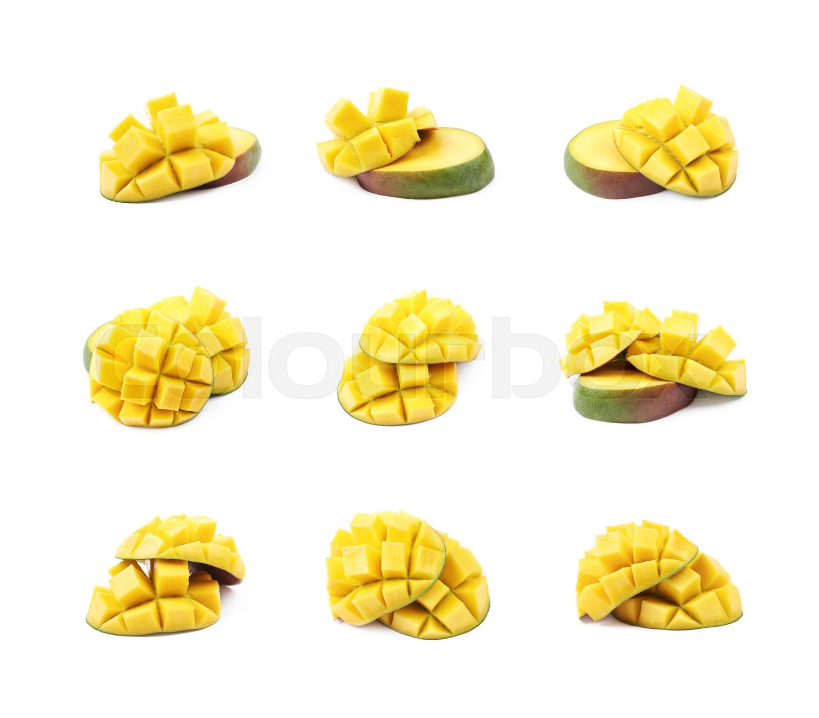 Sliced and cut mango fruit isolated | Stock image | Colourbox