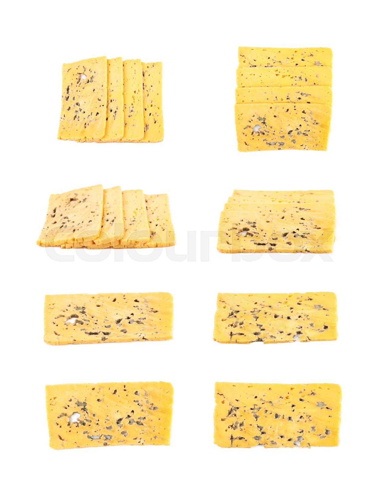 Multiple yellow cheese slices isolated | Stock image | Colourbox