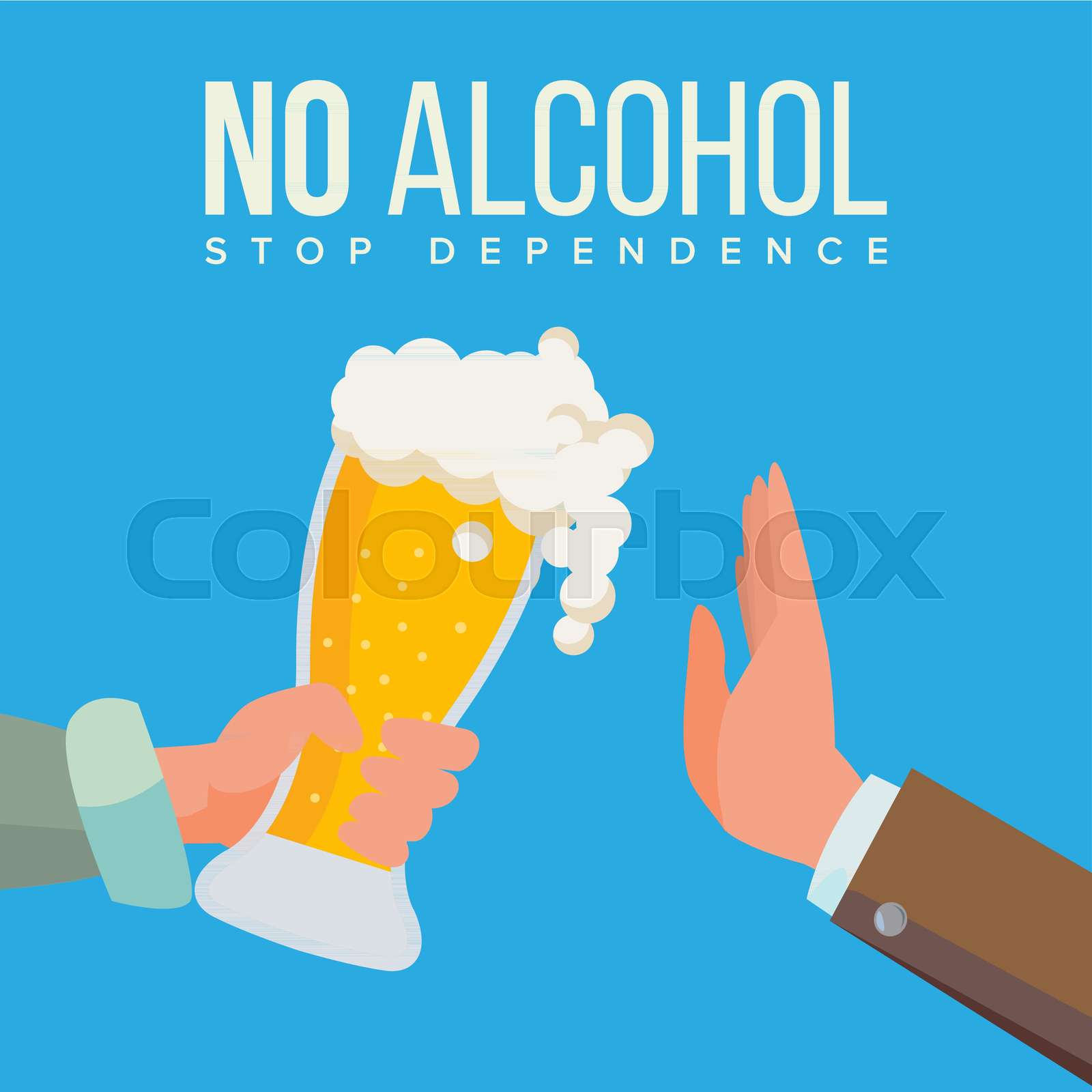 No Alcohol Vector. Hand Offers To Drink Holding A Beer Glass. Stop ...