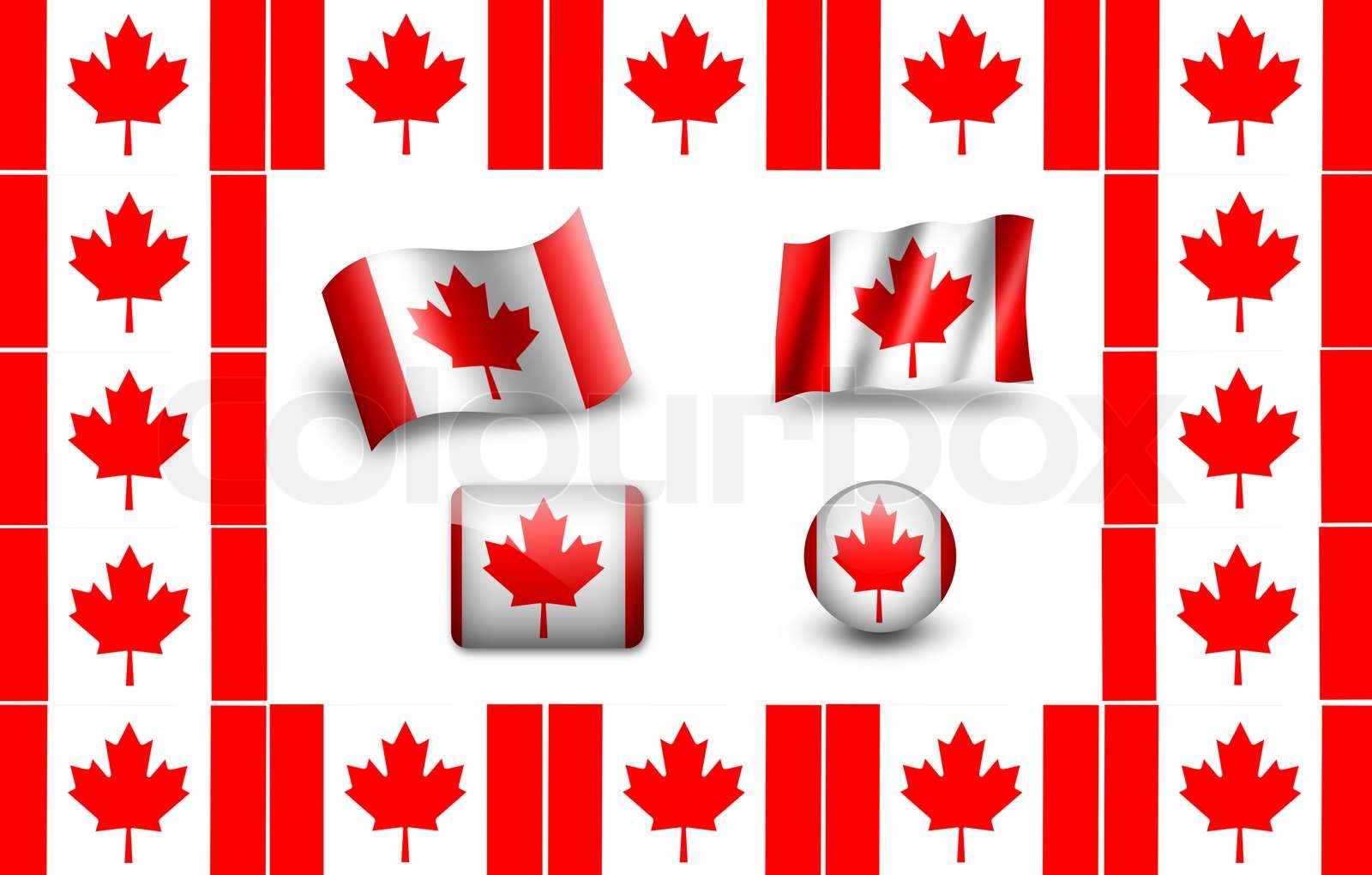 Flag of Canada ikon sæt flag ramme | Stock foto | Colourbox