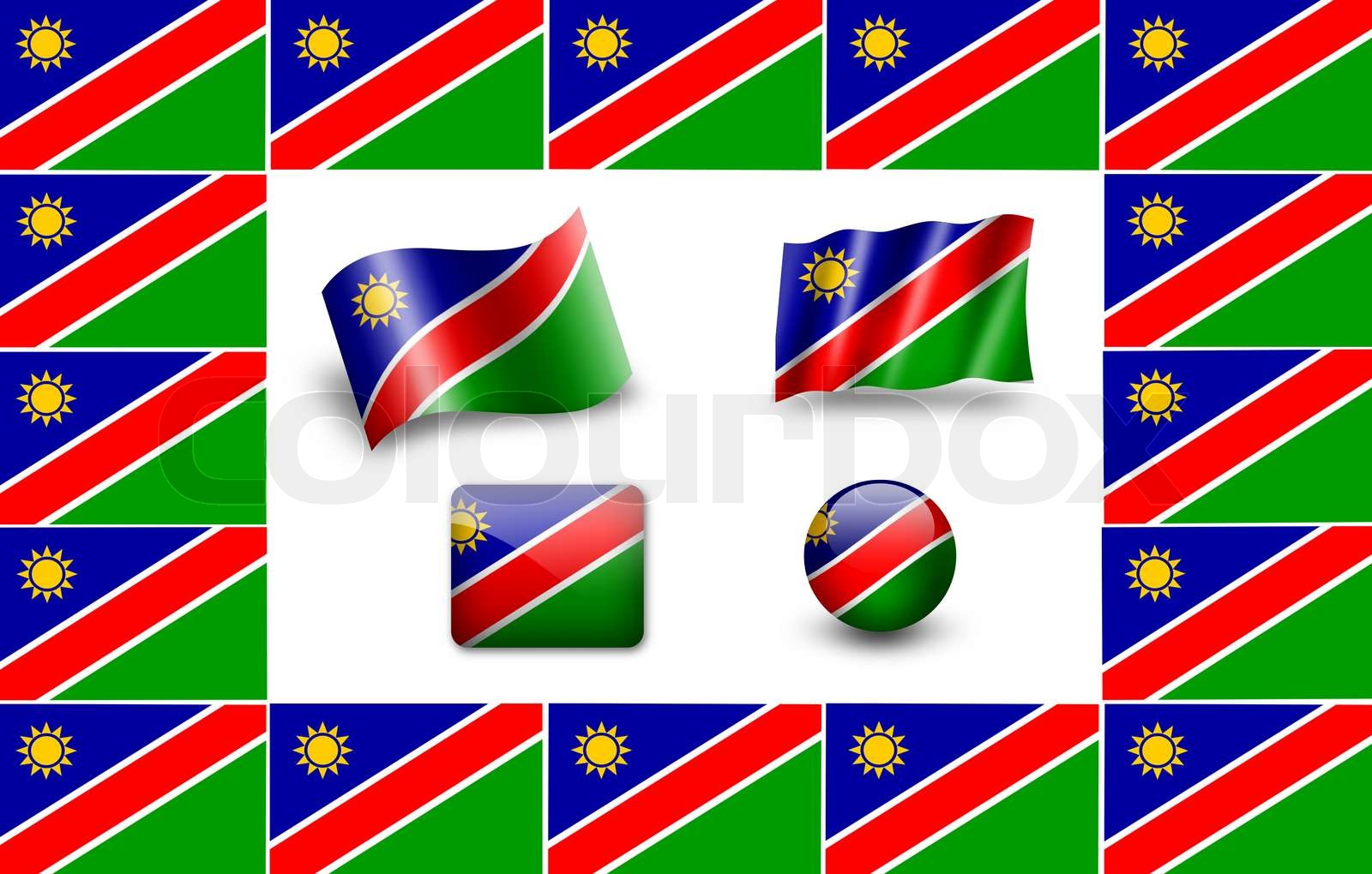 Flag of Namibia icon set flags frame | Stock image | Colourbox