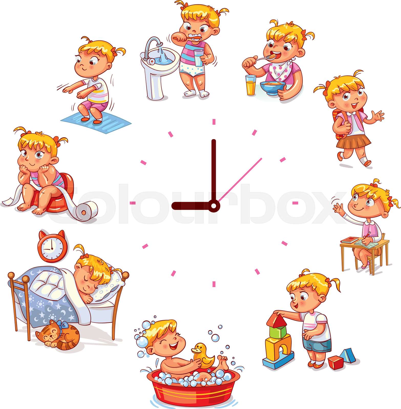 Daily routine with simple watches | Stock vector | Colourbox