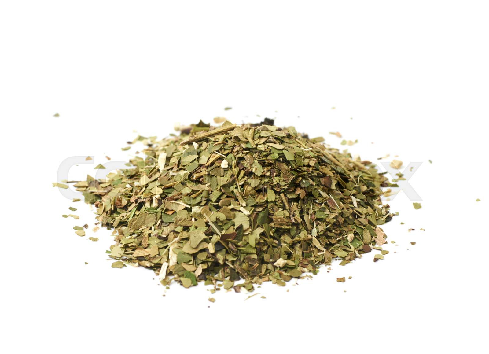 Pile of mate tea leaves isolated | Stock image | Colourbox