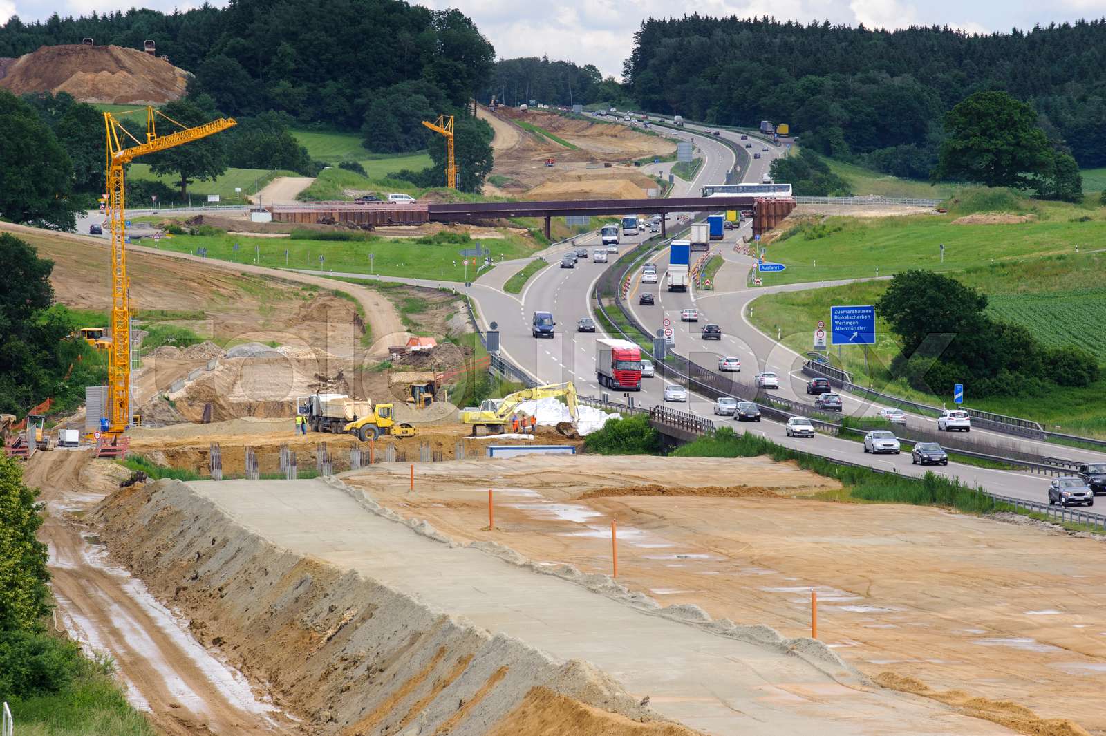 Autobahnbaustelle an der A8 bei Augsburg | Stock Bild | Colourbox