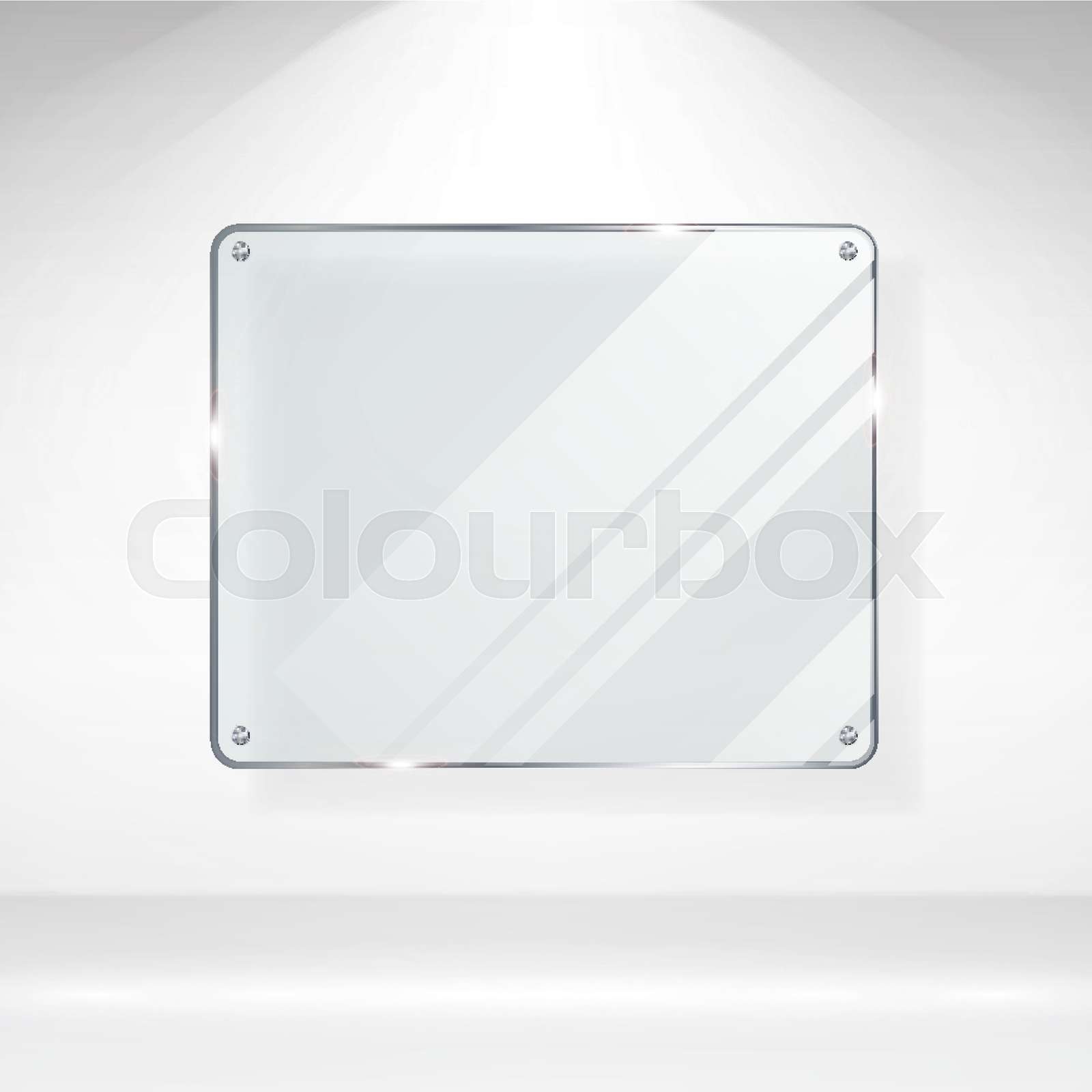 Advertising Stand Glass Vector. Realistic Glass On A Wall With Lights ...