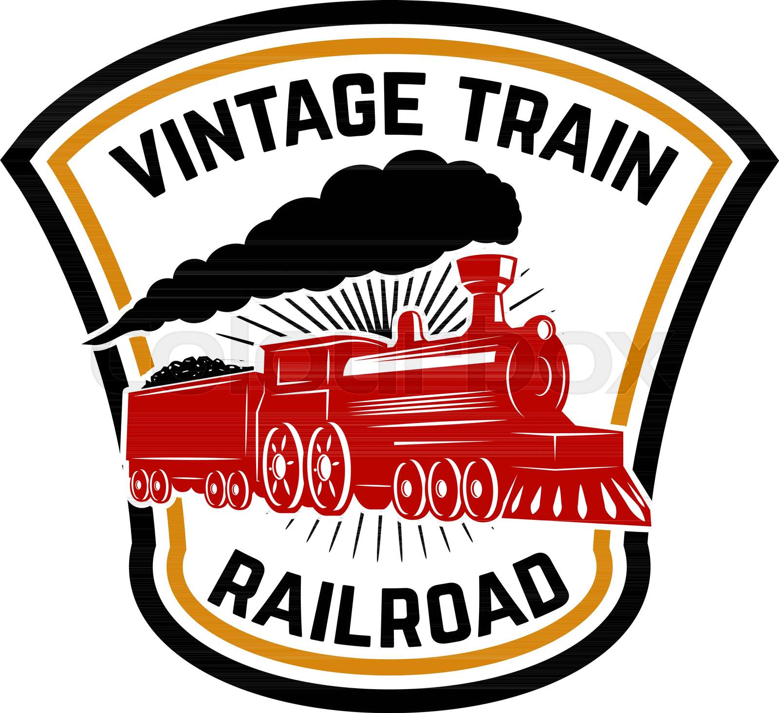 Emblem template with retro train. Rail road. Locomotive. Design element ...